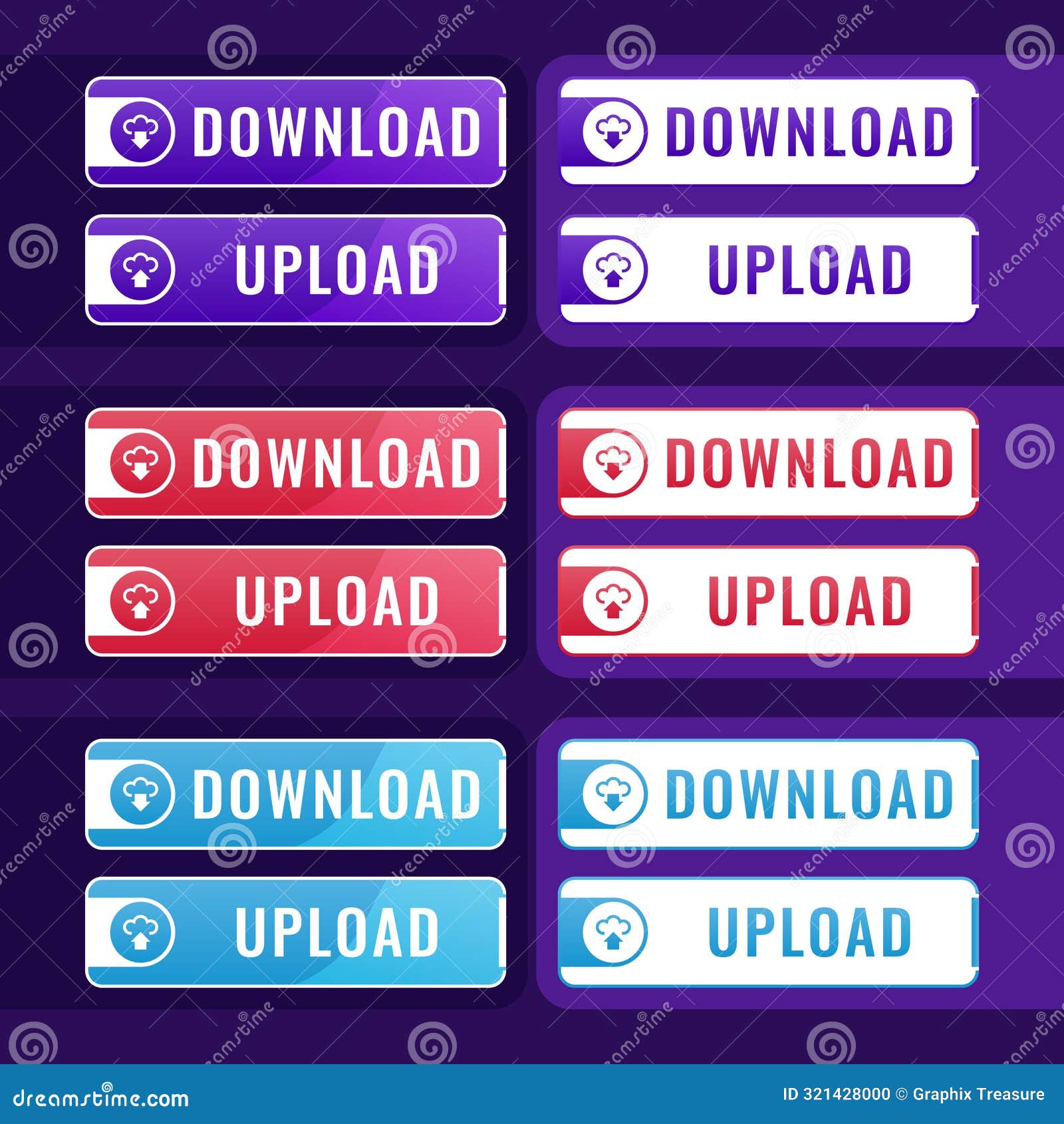 Vector Download and Upload Buttons for User Interface Design Stock ...