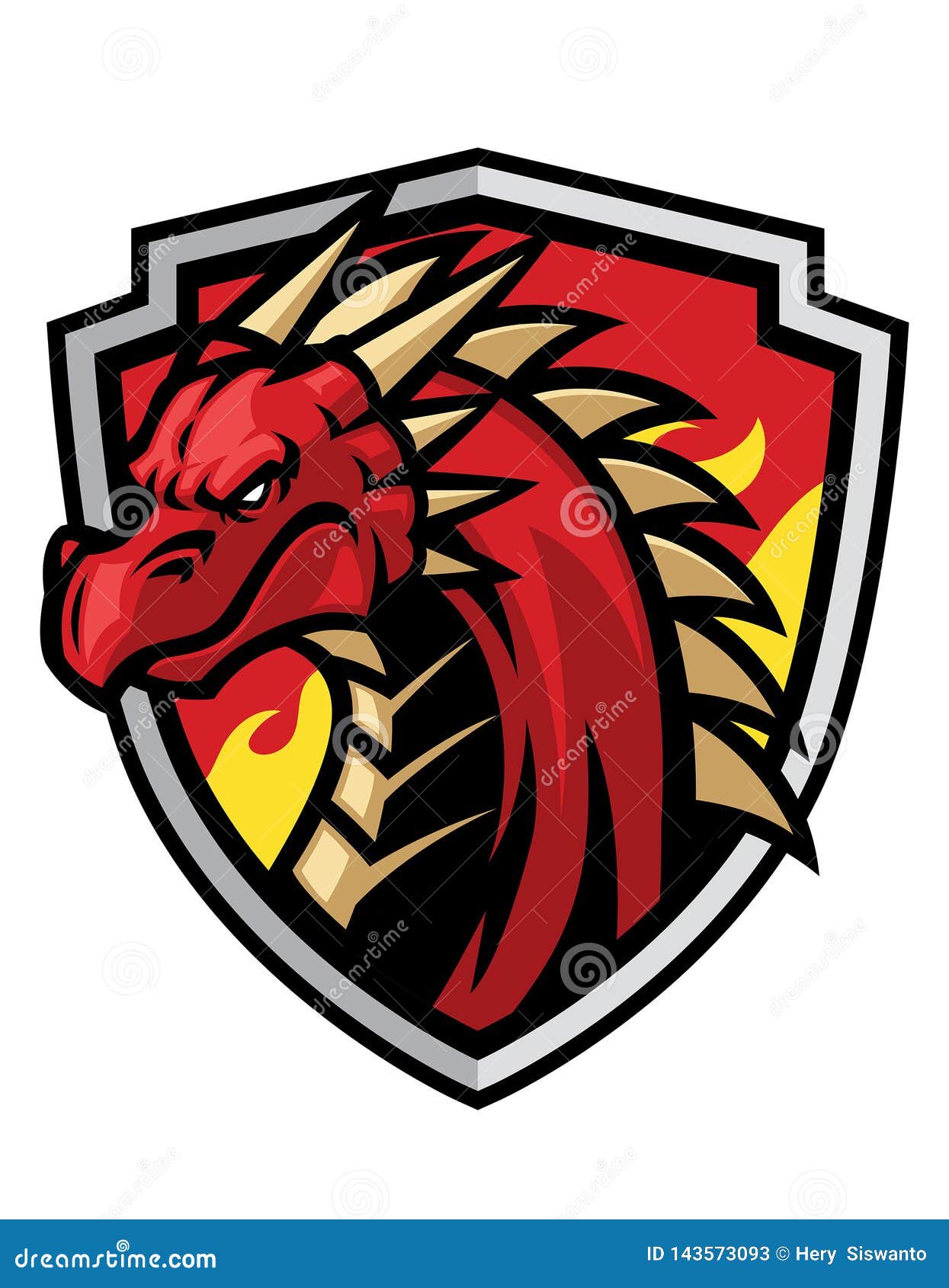Dragon Head Mascot in Shield Stock Vector - Illustration of game, beast ...