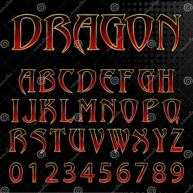 Vector dragon style font stock vector. Illustration of silver - 35693206