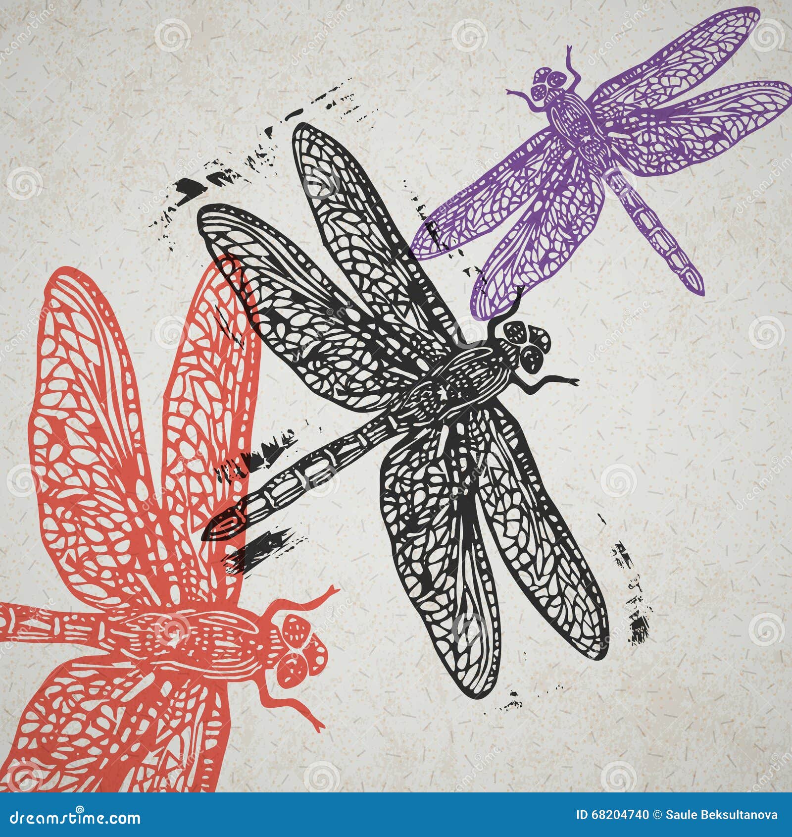 Vector Dragonfly in Abstract Composition. Stock Illustration ...