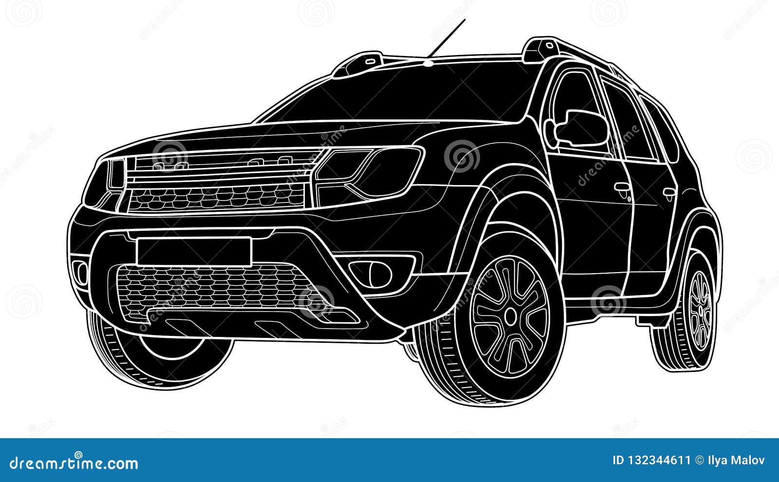 Vector Draw of Modern Car Technical Draw Stock Vector - Illustration of ...