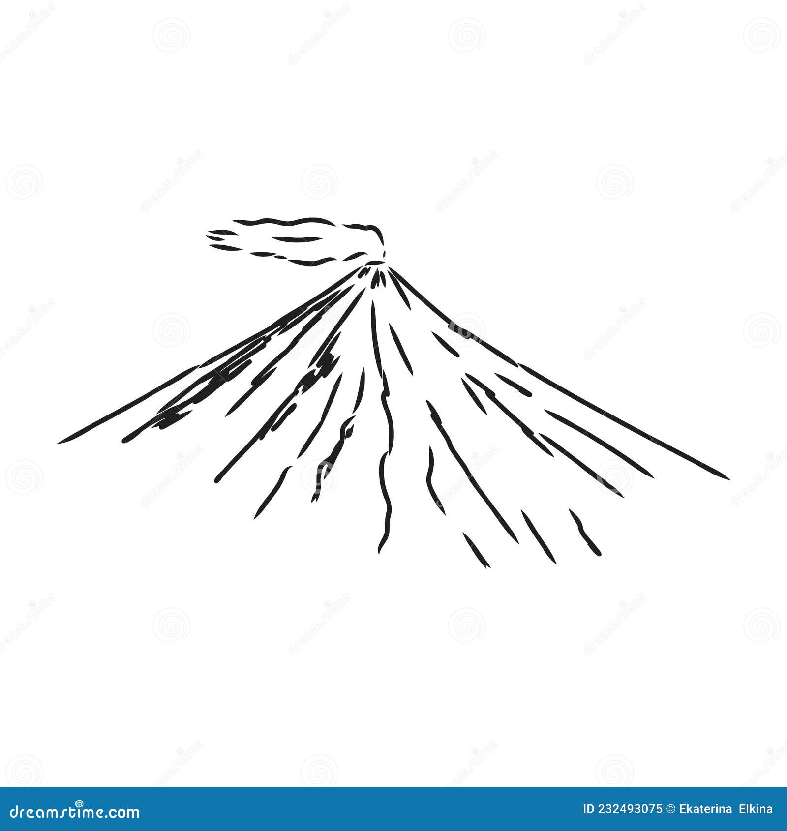 Vector Draw Sketch of the Volcano. the Eruption and Smoke Against the ...