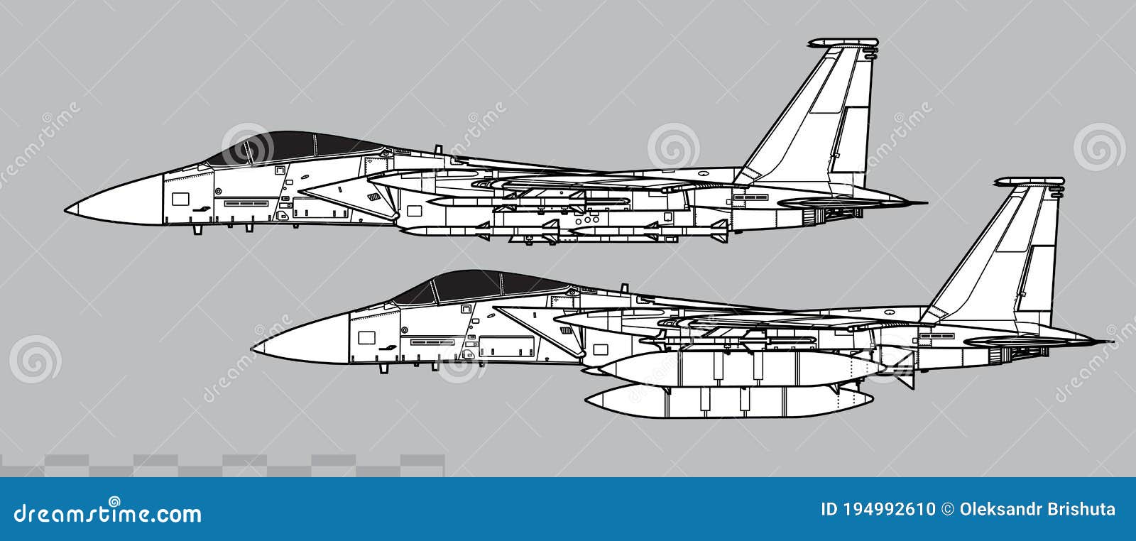 McDonnell Douglas F-15 Eagle. Vector Drawing of Air Superiority Fighter ...
