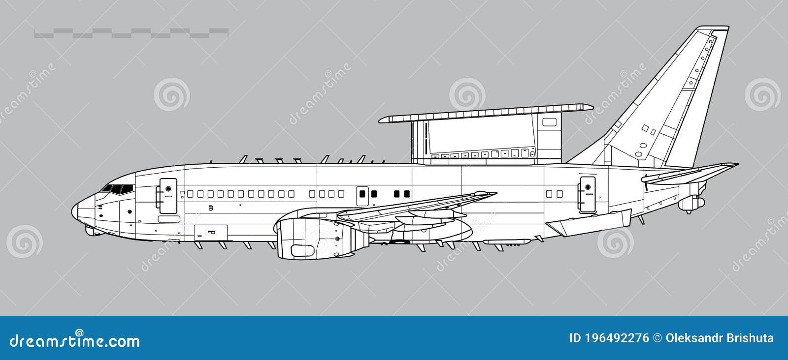 Boeing 737 AEW&C, E-7A Wedgetail. Vector Drawing of Airborne Early ...