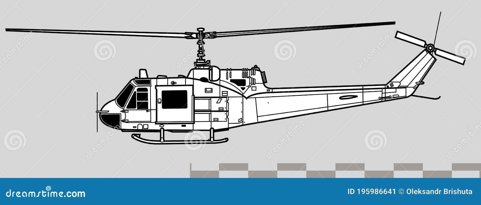 Bell UH-1N Iroquois. Twin Huey. Model 212. Vector Drawing Of Utility ...