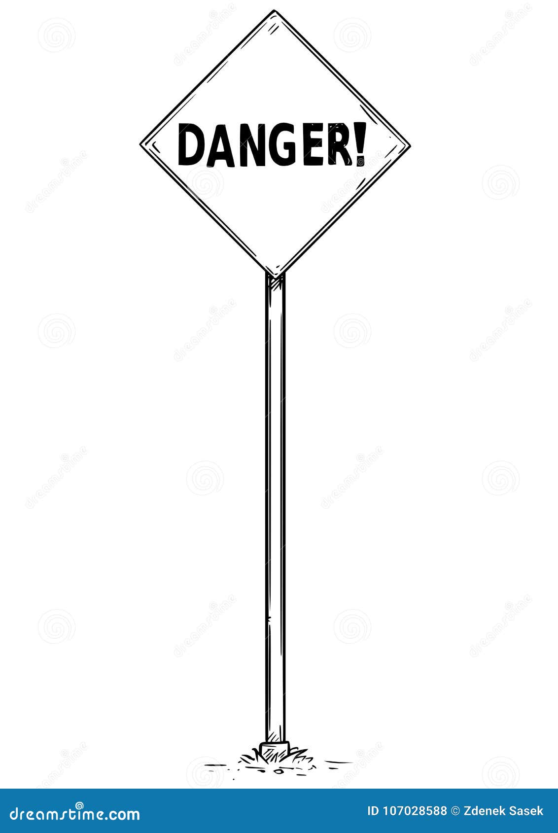 Drawing of Arrow Traffic Sign with Danger Text Stock Vector ...