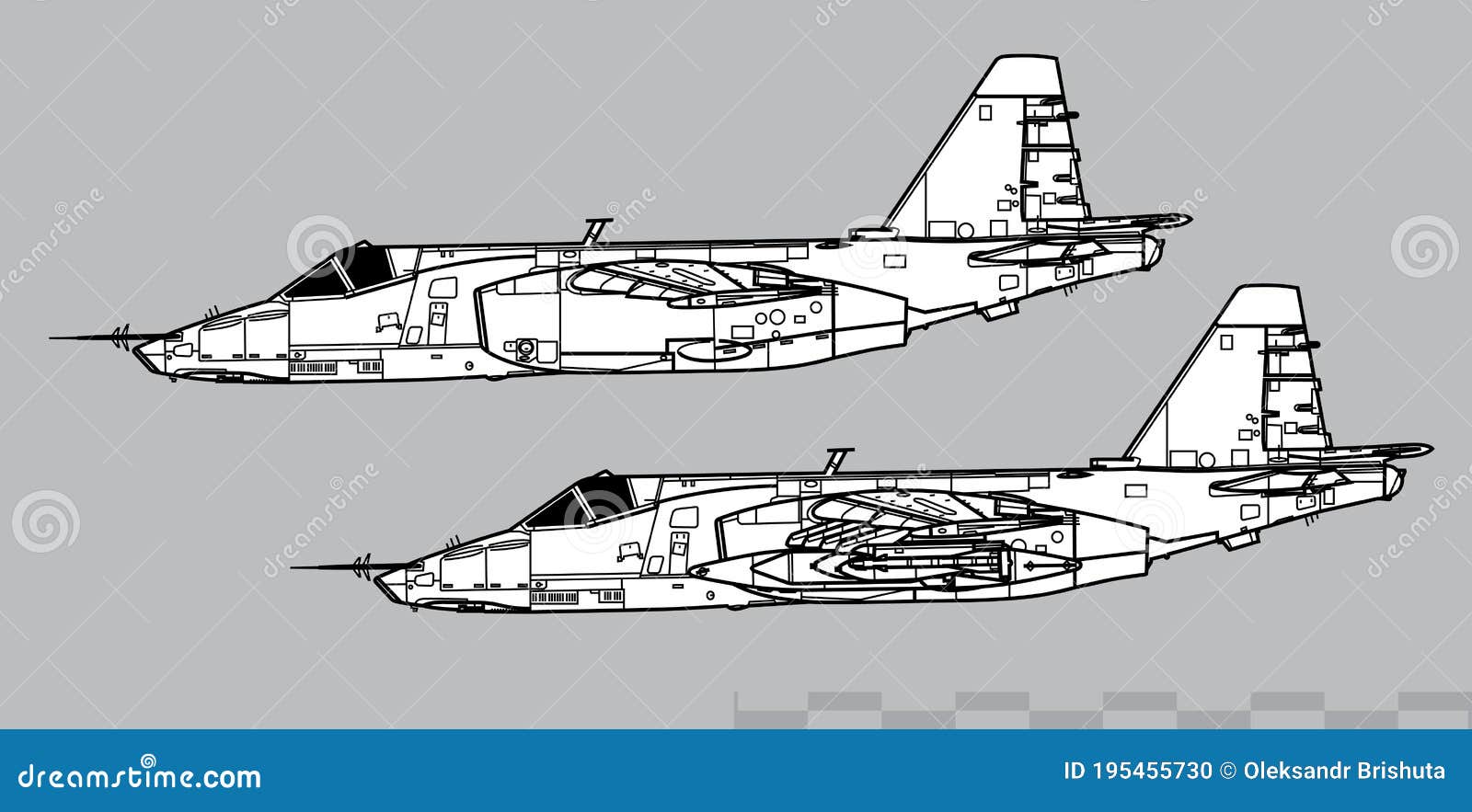 Sukhoi Su-25 Frogfoot. Vector Drawing of Attack Aircraft. Side View ...