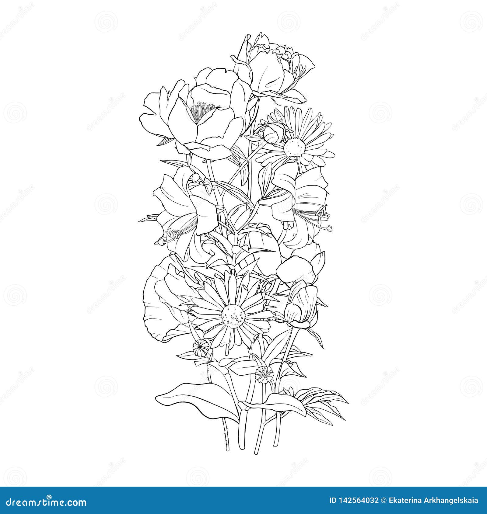 Vector Drawing Background with Flowers Stock Vector - Illustration of ...