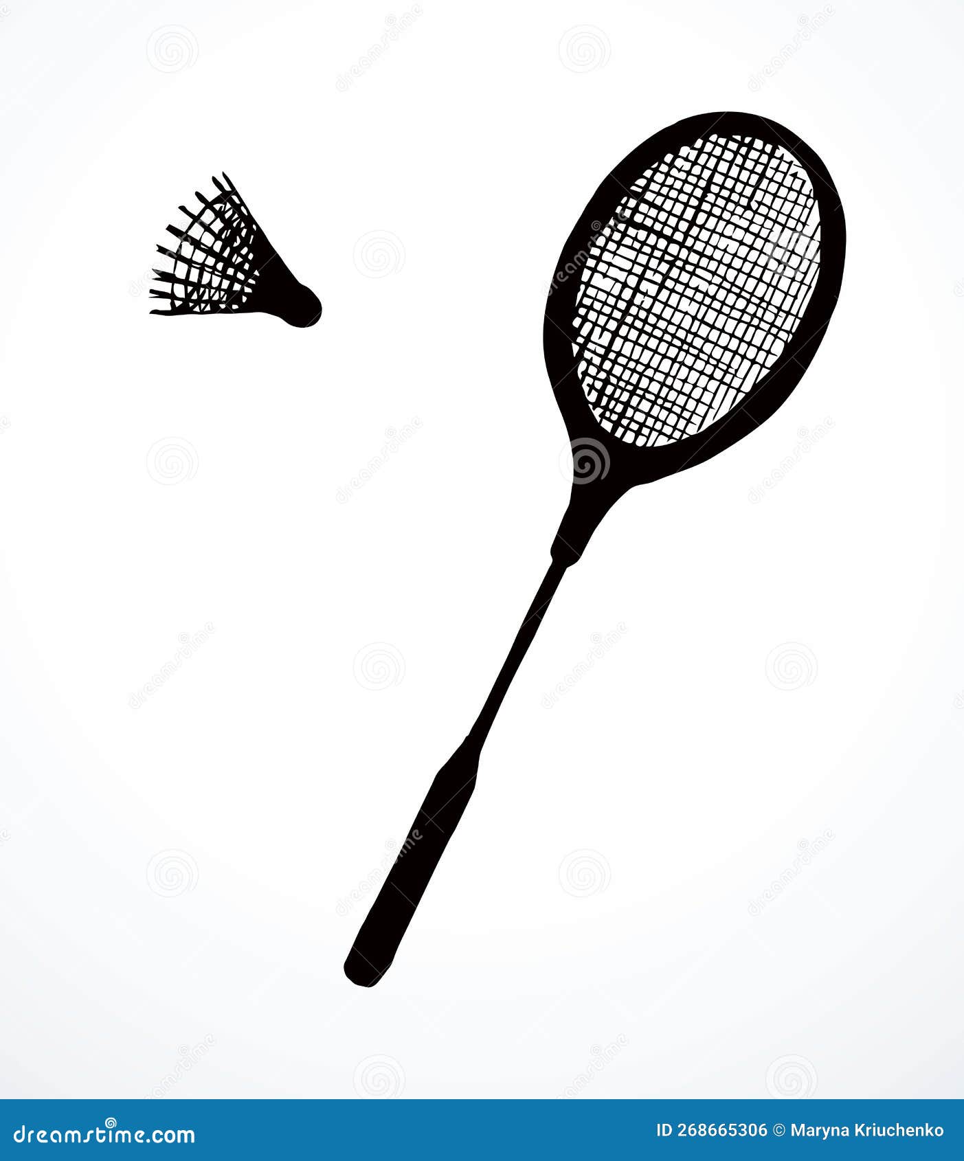 Vector Drawing. Badminton Racket and Shuttlecock Stock Vector ...