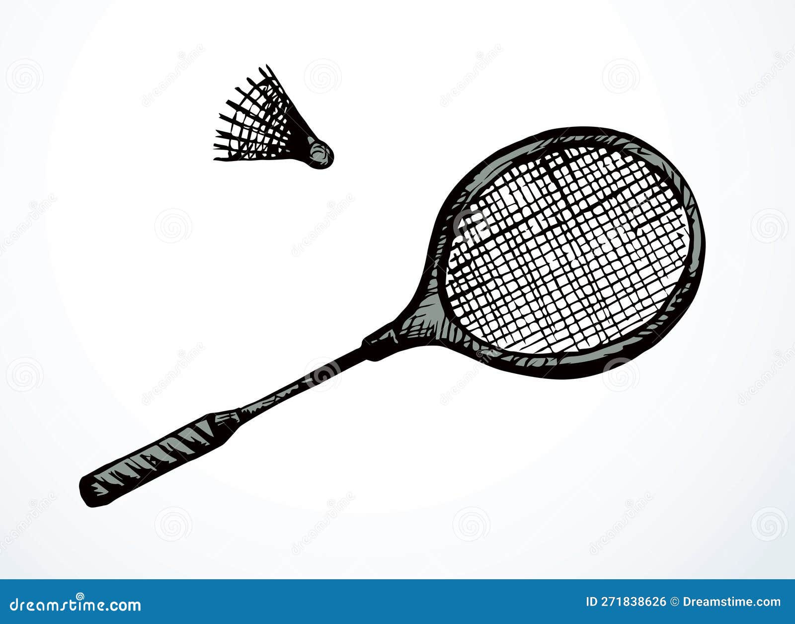 Vector Drawing. Badminton Racket and Shuttlecock Stock Illustration ...