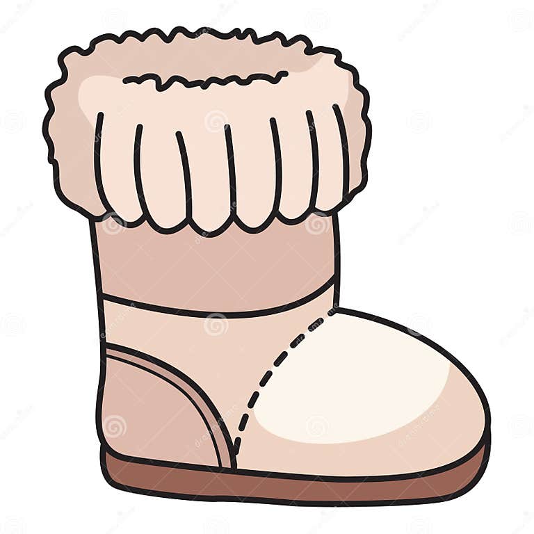 A Vector Drawing of a Beige Ugg Boot Stock Illustration - Illustration ...
