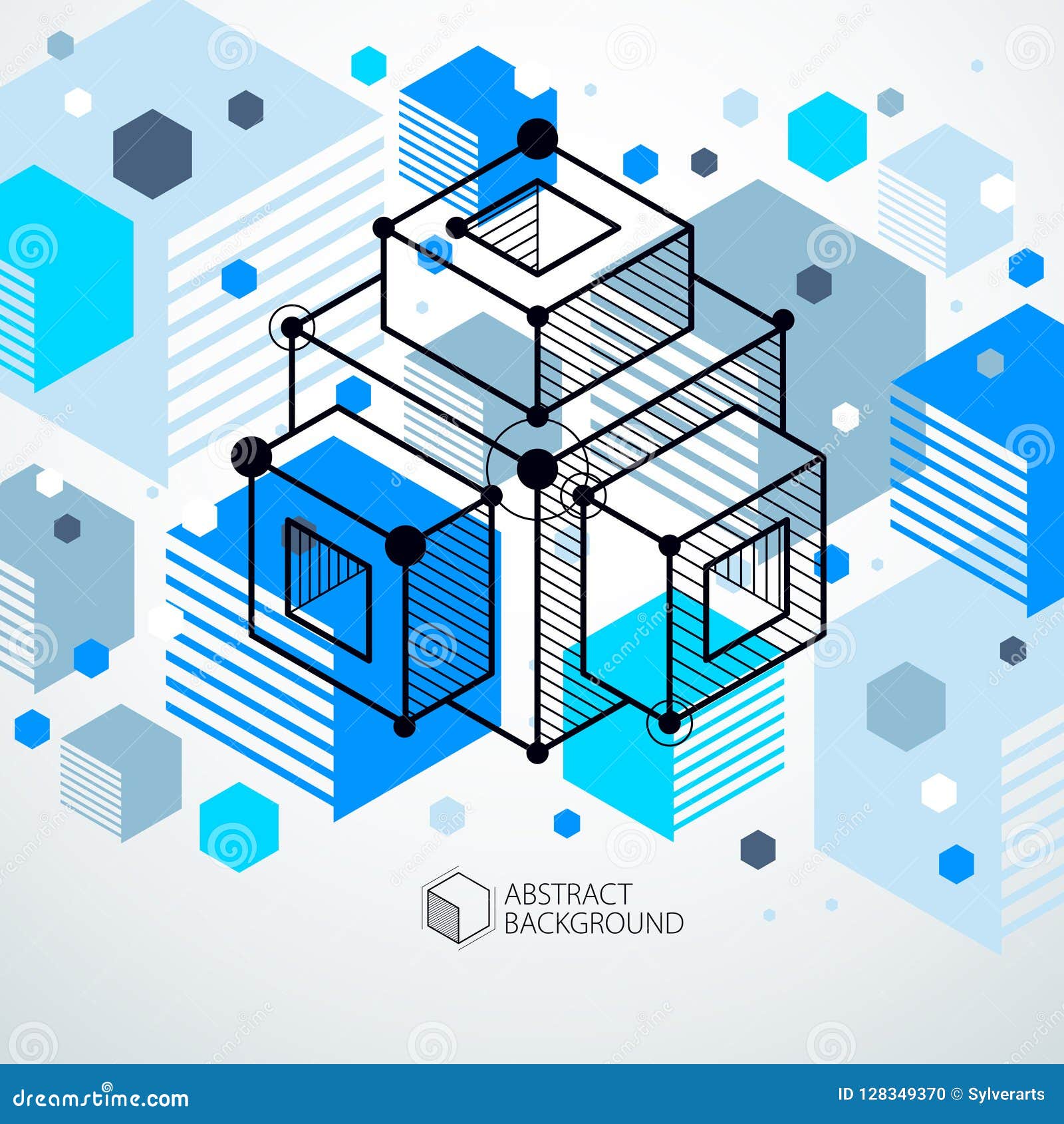Vector Drawing of Blue Industrial System Created with Lines and Stock ...