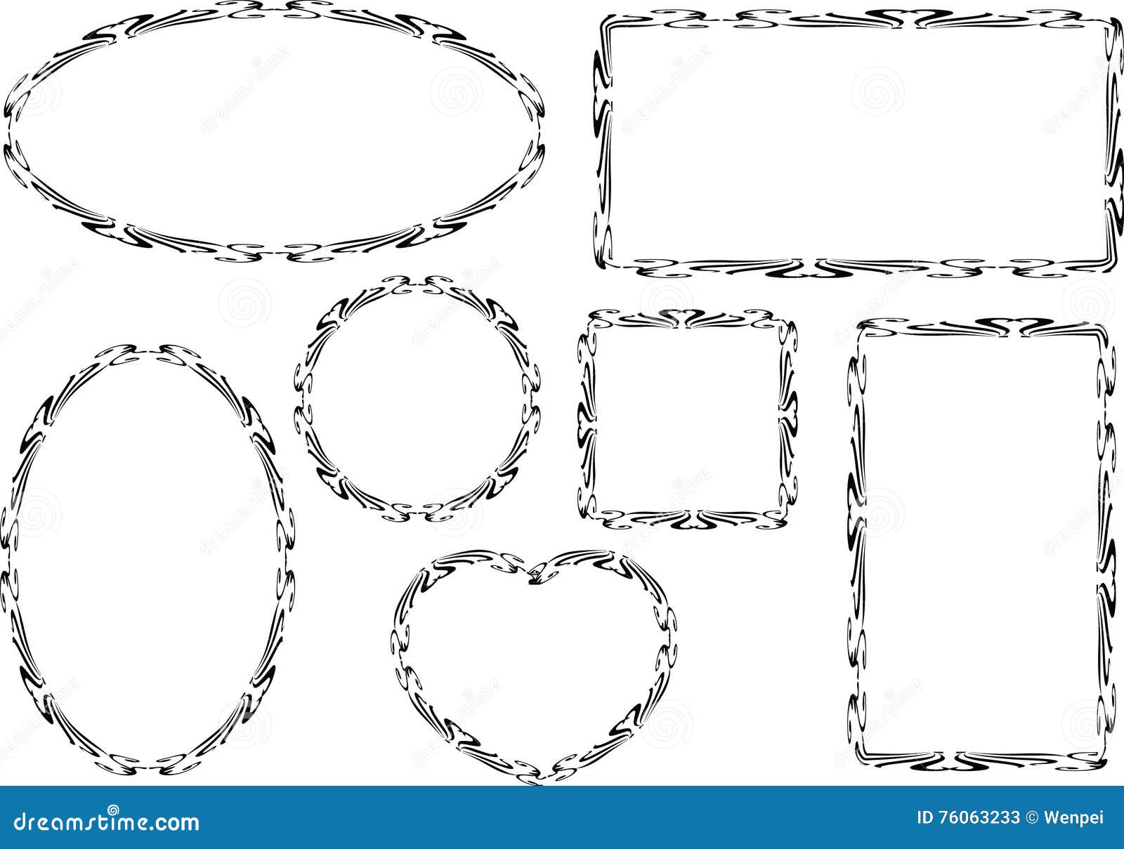 Vector Drawing Border Frame Set Stock Illustration - Illustration of ...