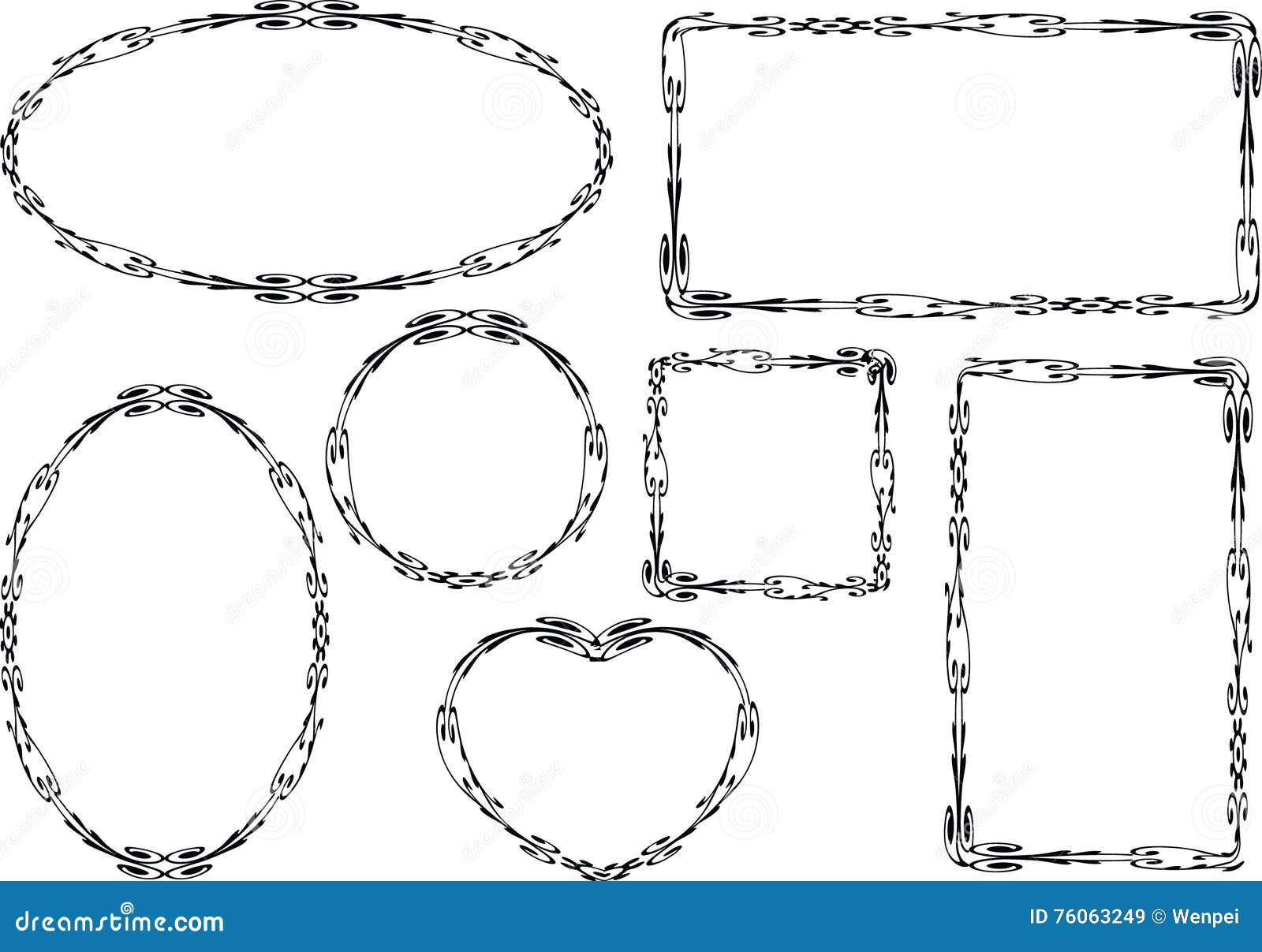 Vector Drawing Border Frame Set Stock Illustration - Illustration of ...