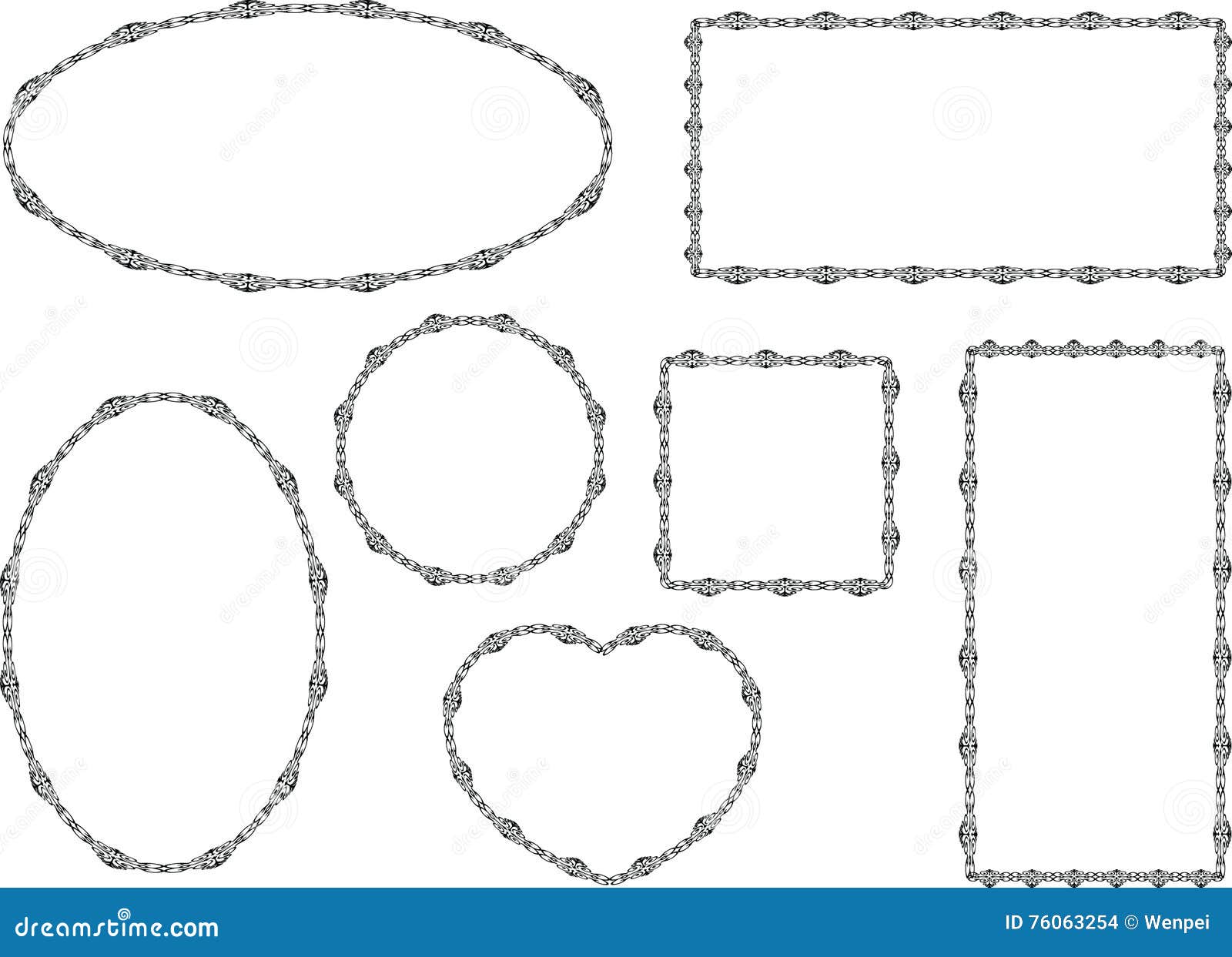 Vector Drawing Border Frame Set Stock Illustration - Illustration of ...