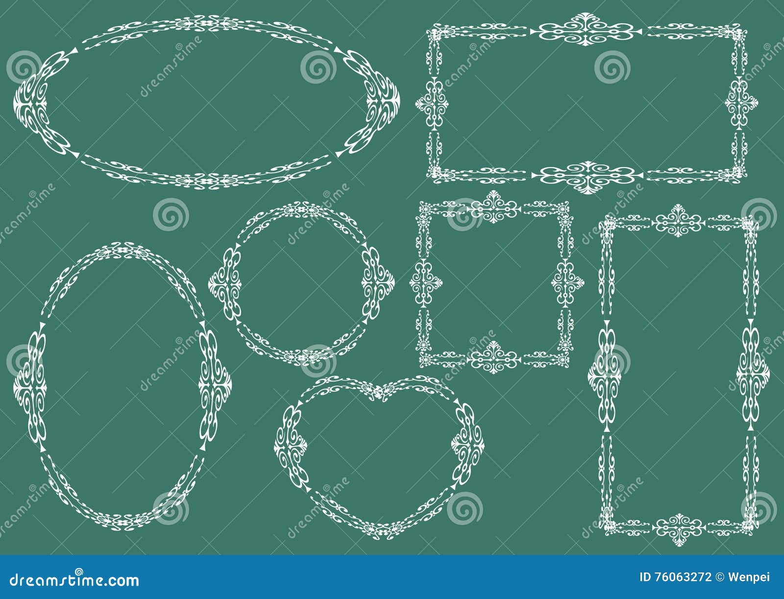 Vector Drawing Border Frame Set Stock Vector - Illustration of heart ...