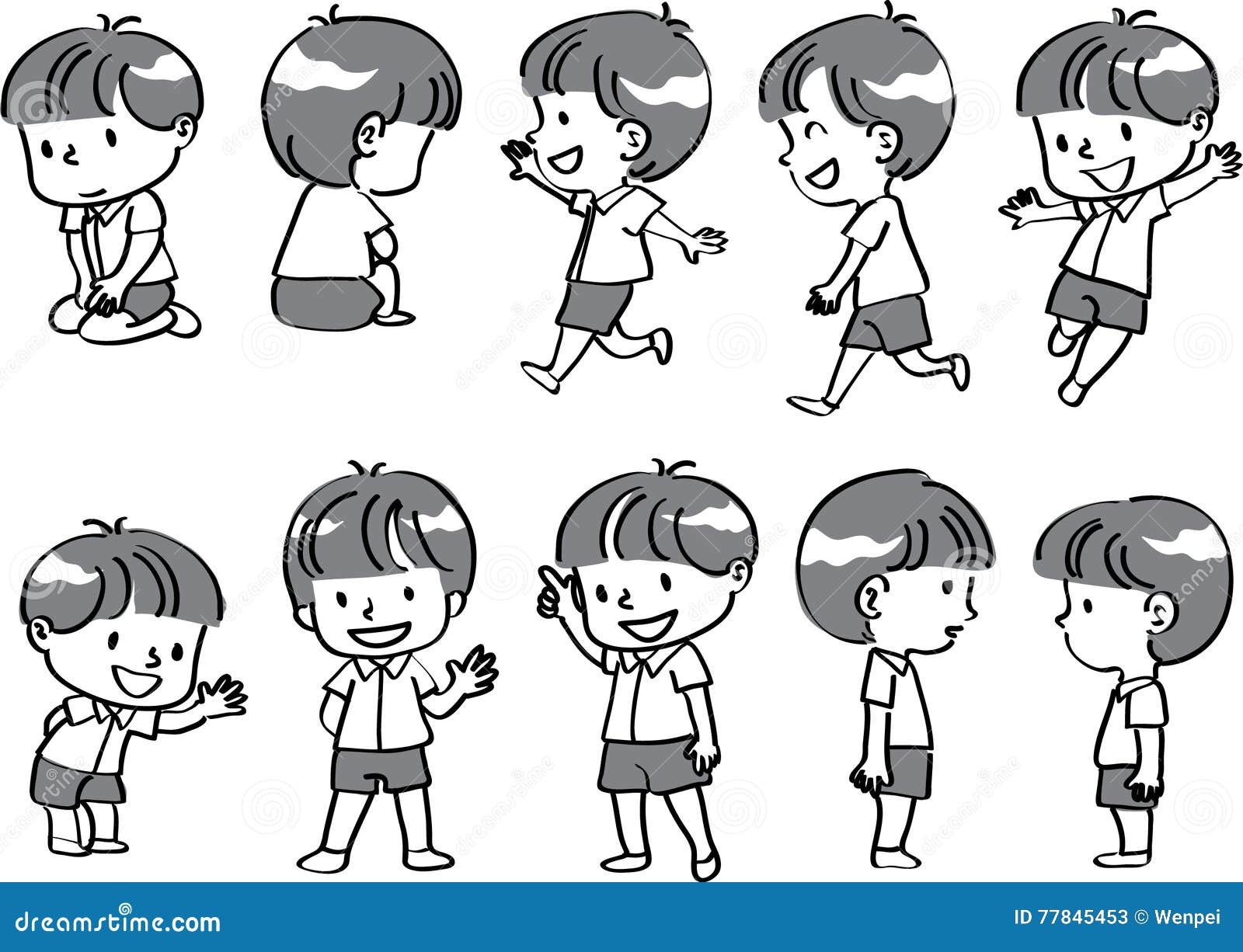 Vector Drawing Boy Action Set | CartoonDealer.com #77845453