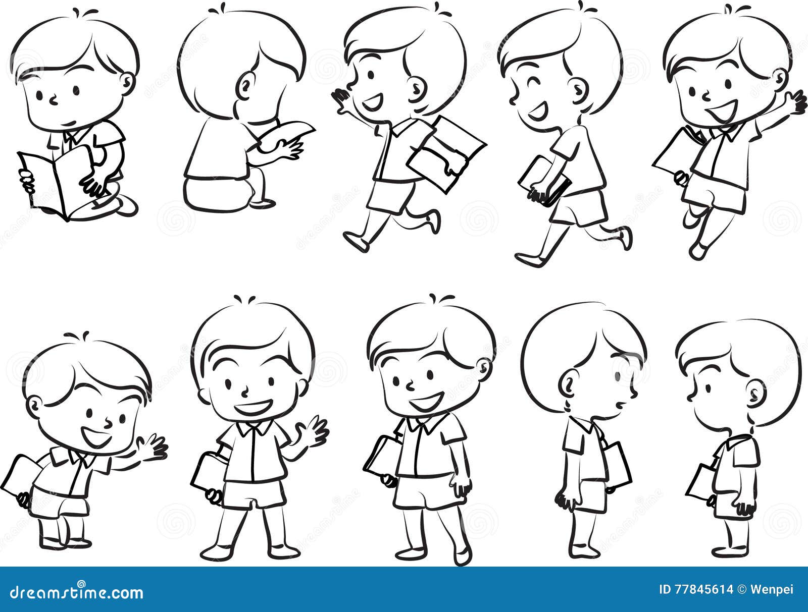 Vector Drawing Boy Action Set Stock Vector - Illustration of arts ...