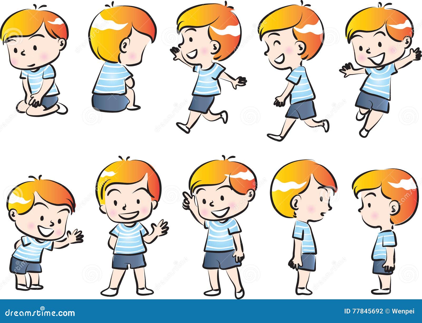 Vector Drawing Boy Action Set Stock Vector - Illustration of uniform ...