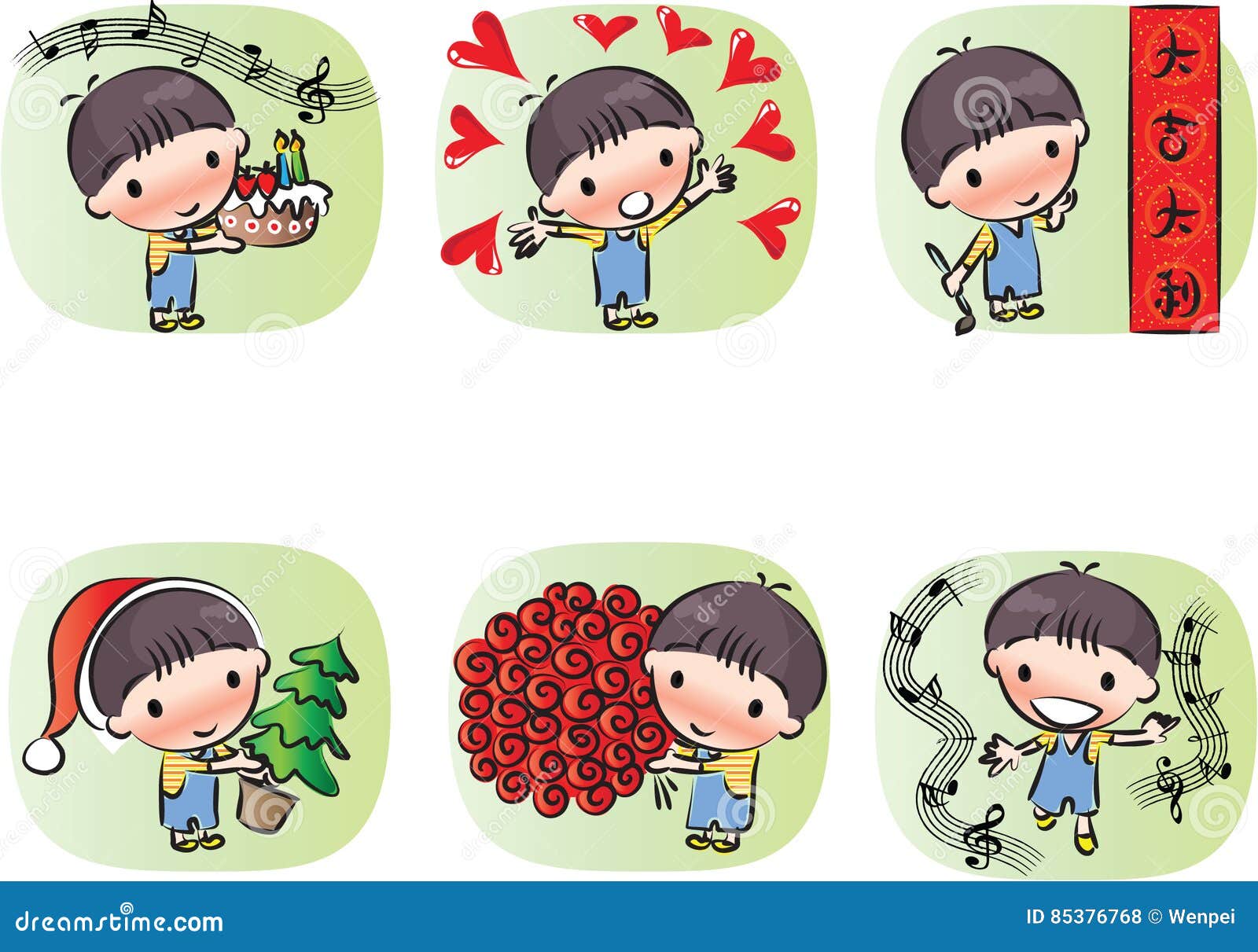 Vector drawing boy set stock illustration. Illustration of hand - 85376768