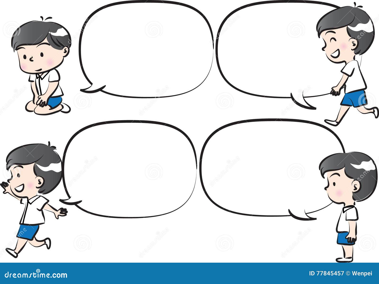 Vector Drawing Boy Talking Set Stock Vector - Illustration of reading ...
