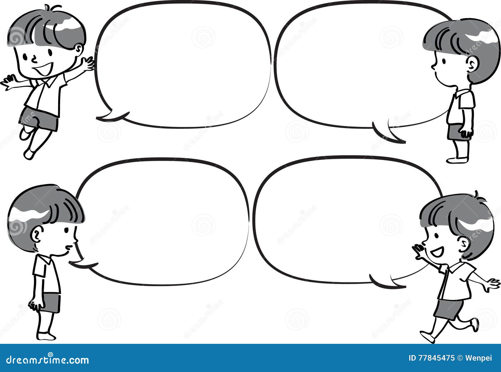 Vector Drawing Boy Talking Set Stock Vector - Illustration of action ...