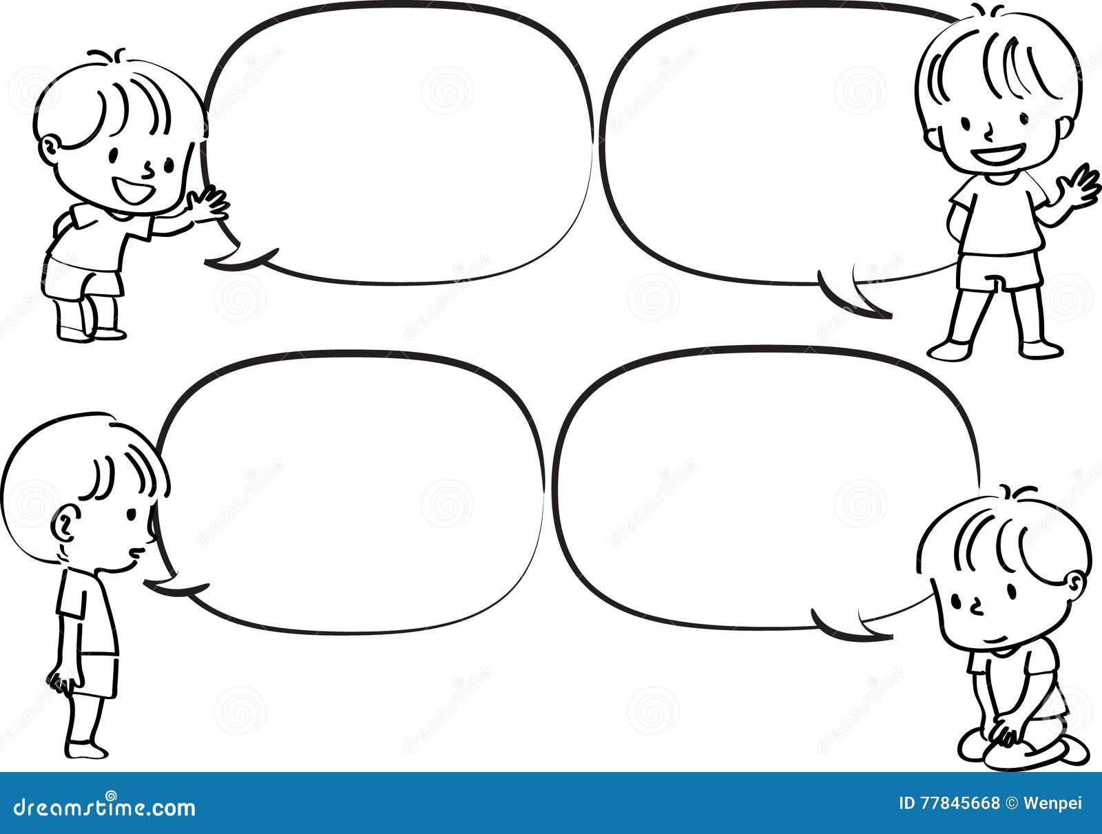 Vector Drawing Boy Talking Set Stock Vector - Illustration of bubble ...