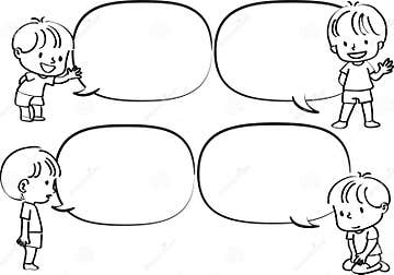 Vector Drawing Boy Talking Set Stock Vector - Illustration of bubble ...