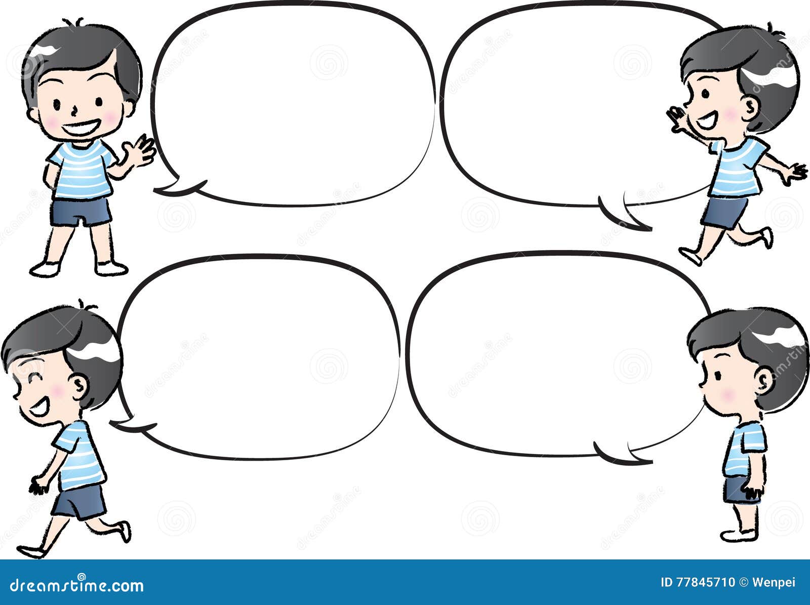 Vector Drawing Boy Talking Set Stock Vector - Illustration of card ...