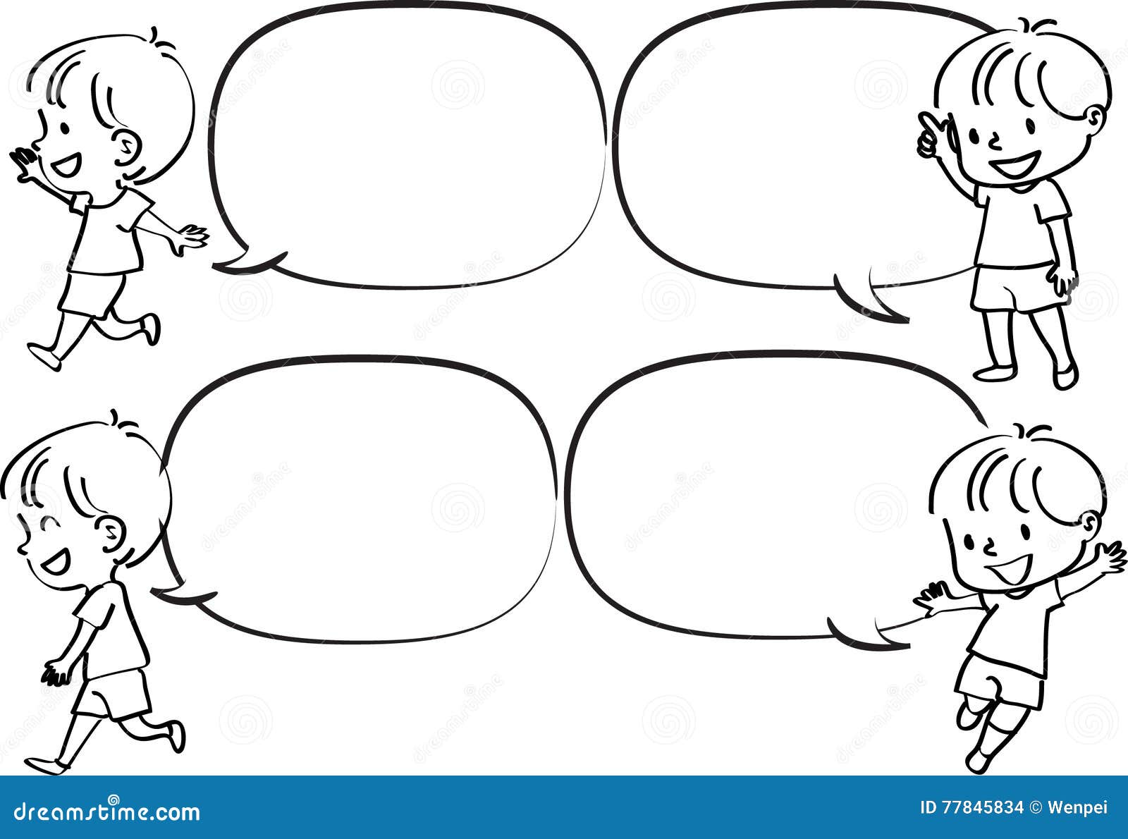 Vector Drawing Boy Talking Set Stock Illustration - Illustration of ...