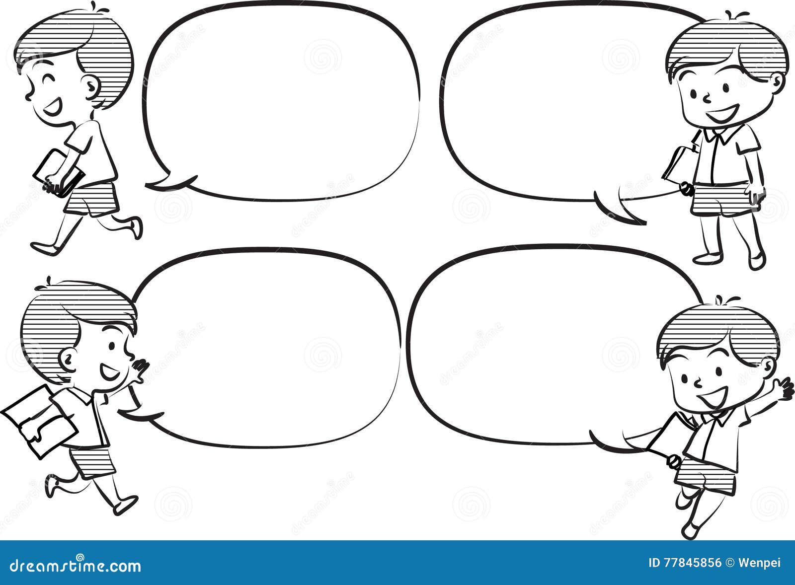 Vector Drawing Boy Talking Set Stock Vector - Illustration of bubble ...