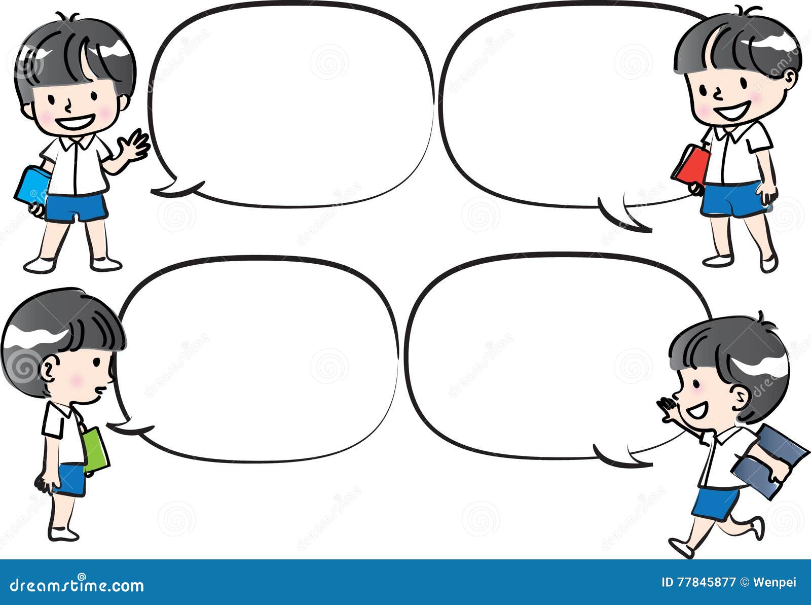 Vector Drawing Boy Talking Set Stock Vector - Illustration of reading ...