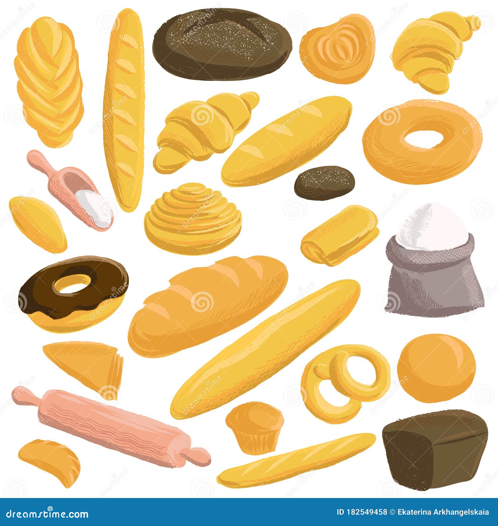 Vector Drawing Bread and Bakery Stock Vector - Illustration of crust ...