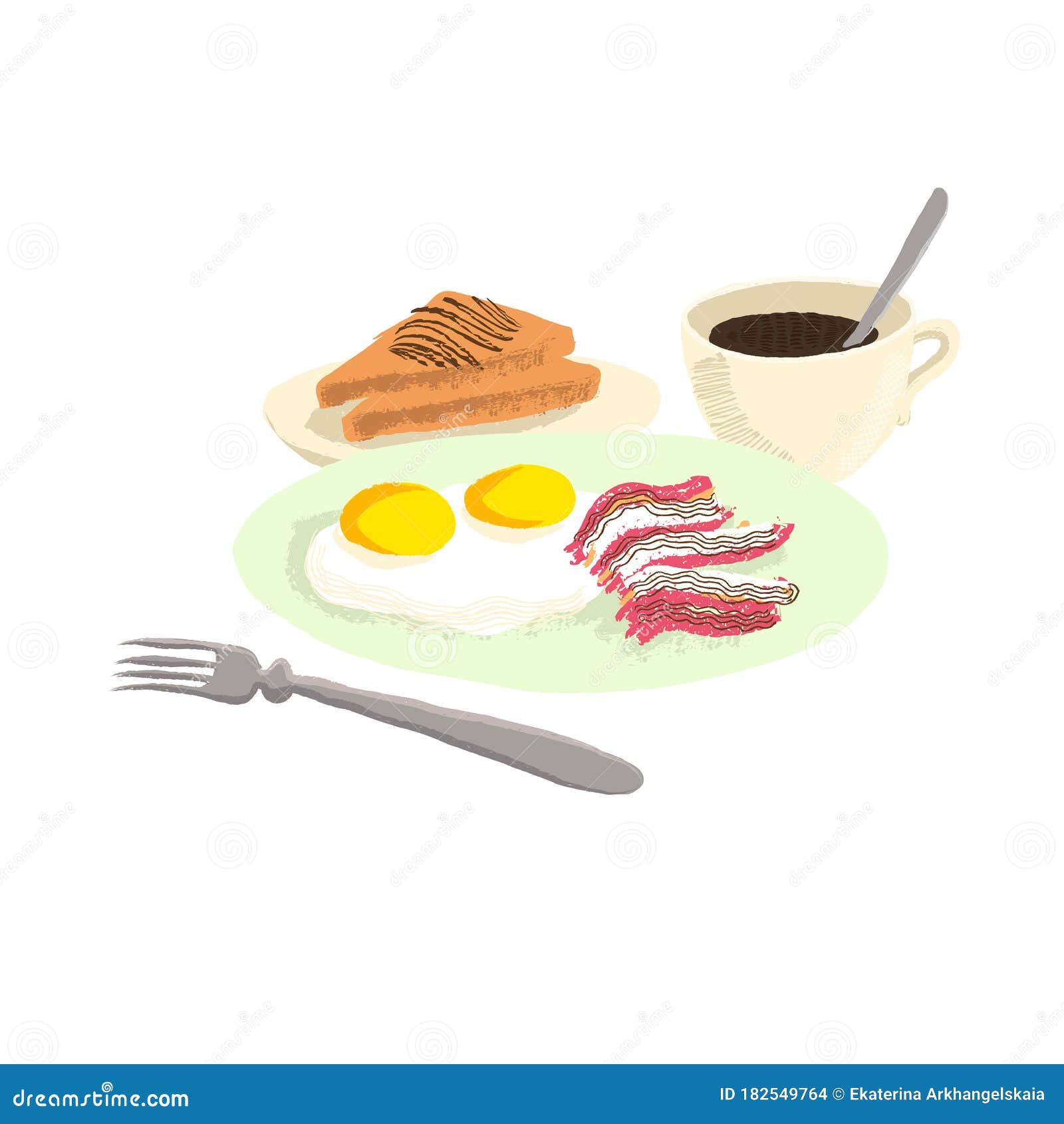 Vector drawing breakfast stock vector. Illustration of toast - 182549764