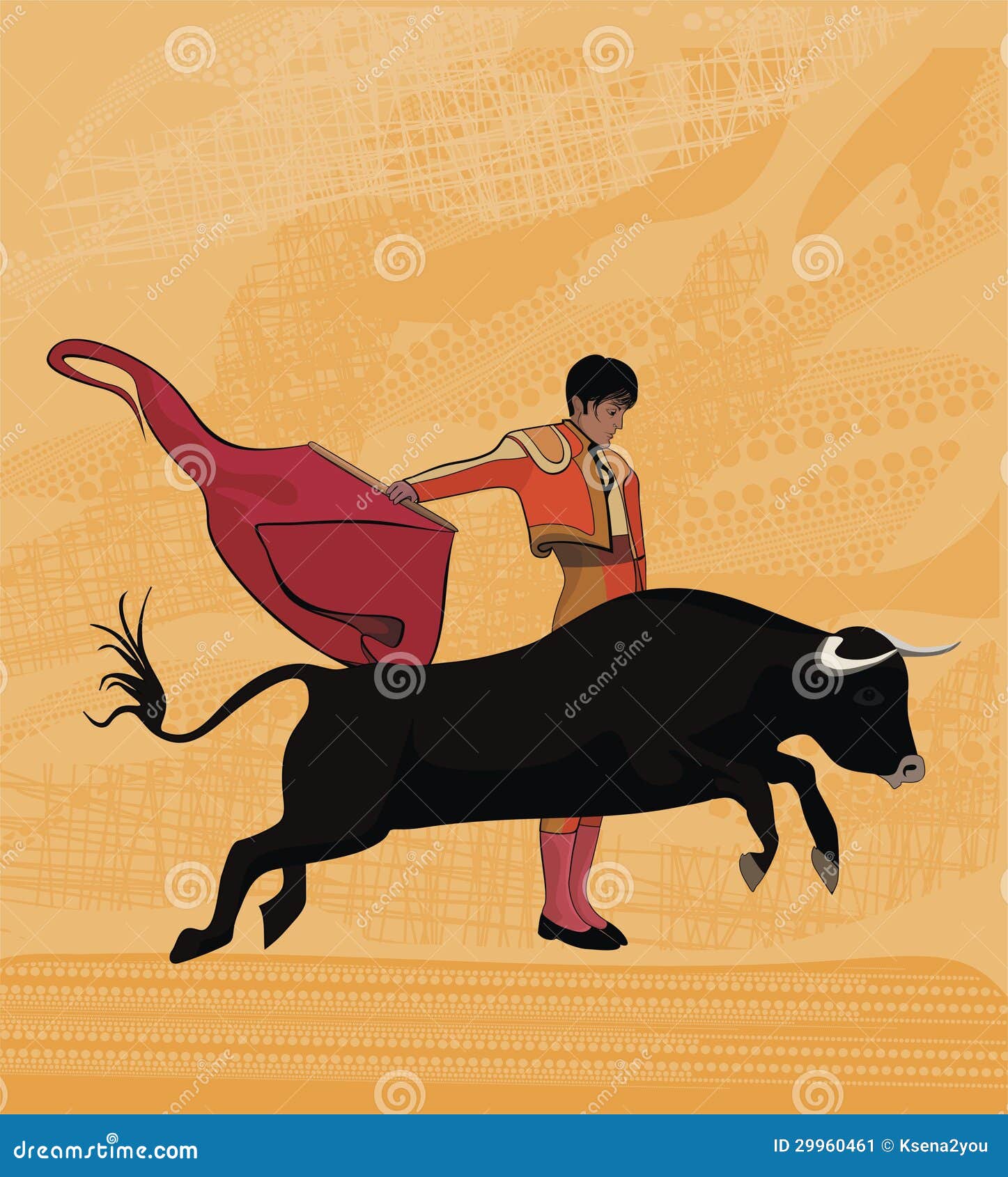 Dance with Bull - Vector Drawing Stock Vector - Illustration of bulls ...