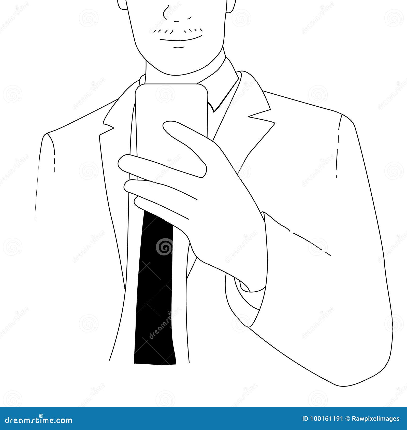 Vector of Drawing Businessman Using Mobile Phone Stock Vector ...