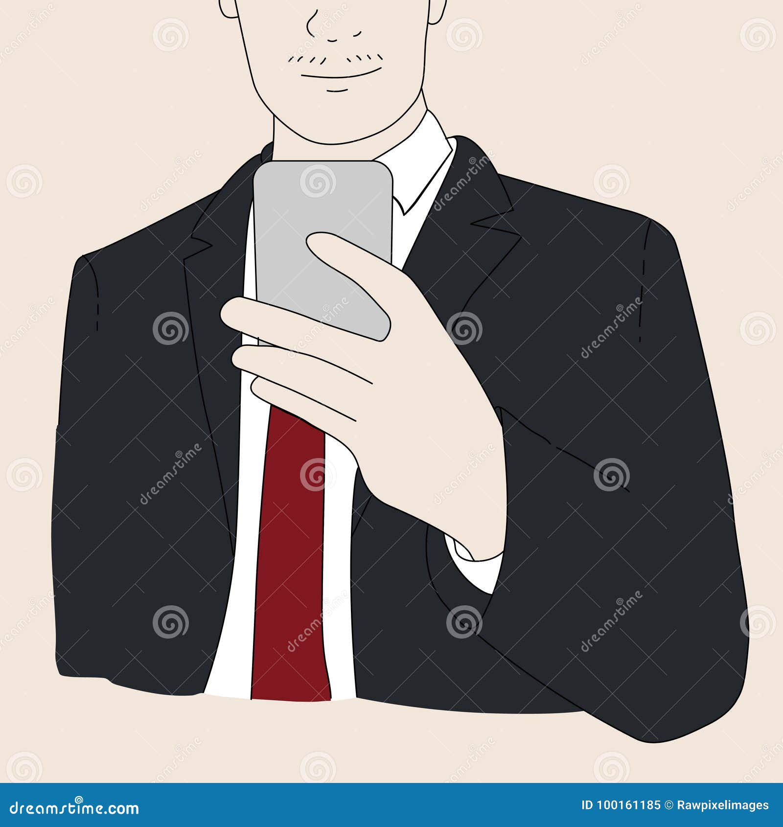 Vector of Drawing Businessman Using Mobile Phone Stock Vector ...
