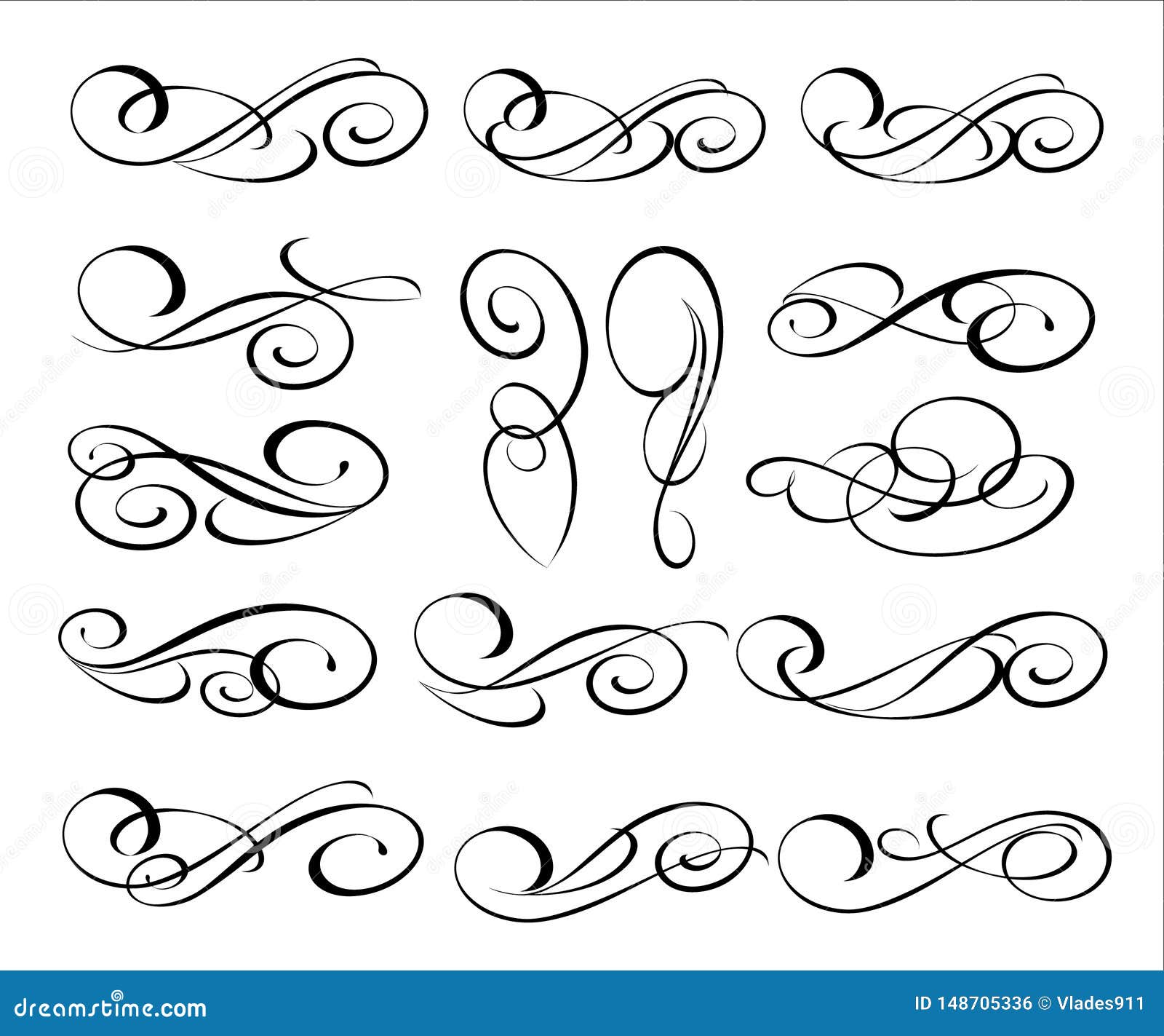 Vector Drawing with Calligraphic Design Elements .Vector I. Stock ...