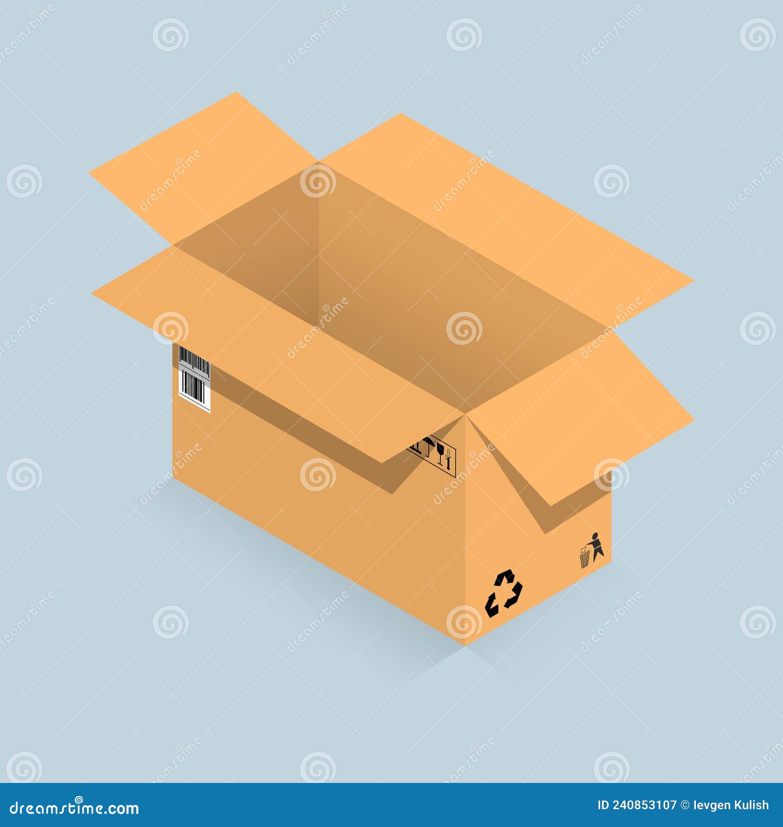 Vector Drawing of a Cardboard Box with Marking Stock Vector ...