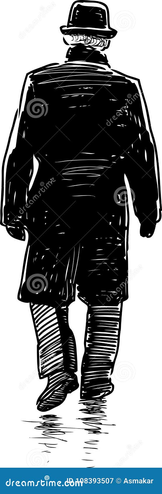 The Pedestrian in the Hat Leaves Stock Vector - Illustration of white ...