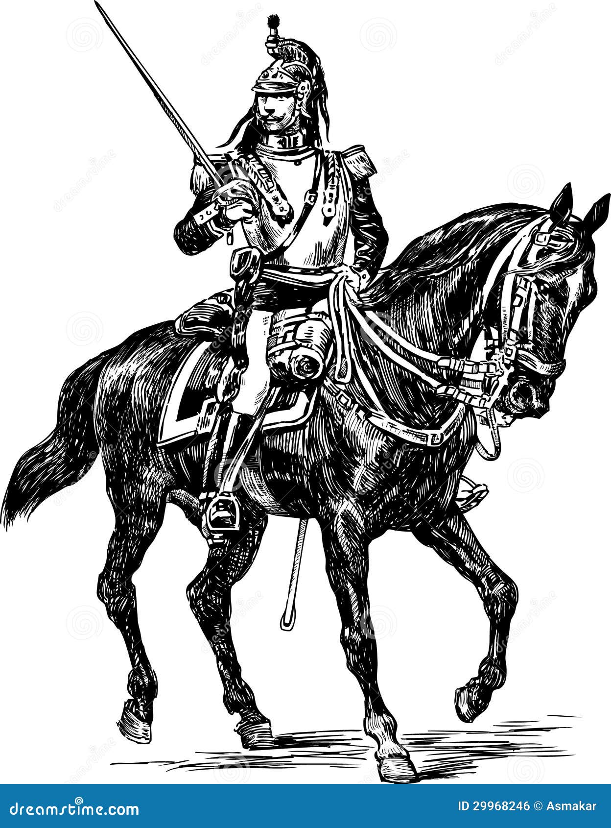 Cuirassier stock vector. Illustration of sketch, cavalryman - 29968246