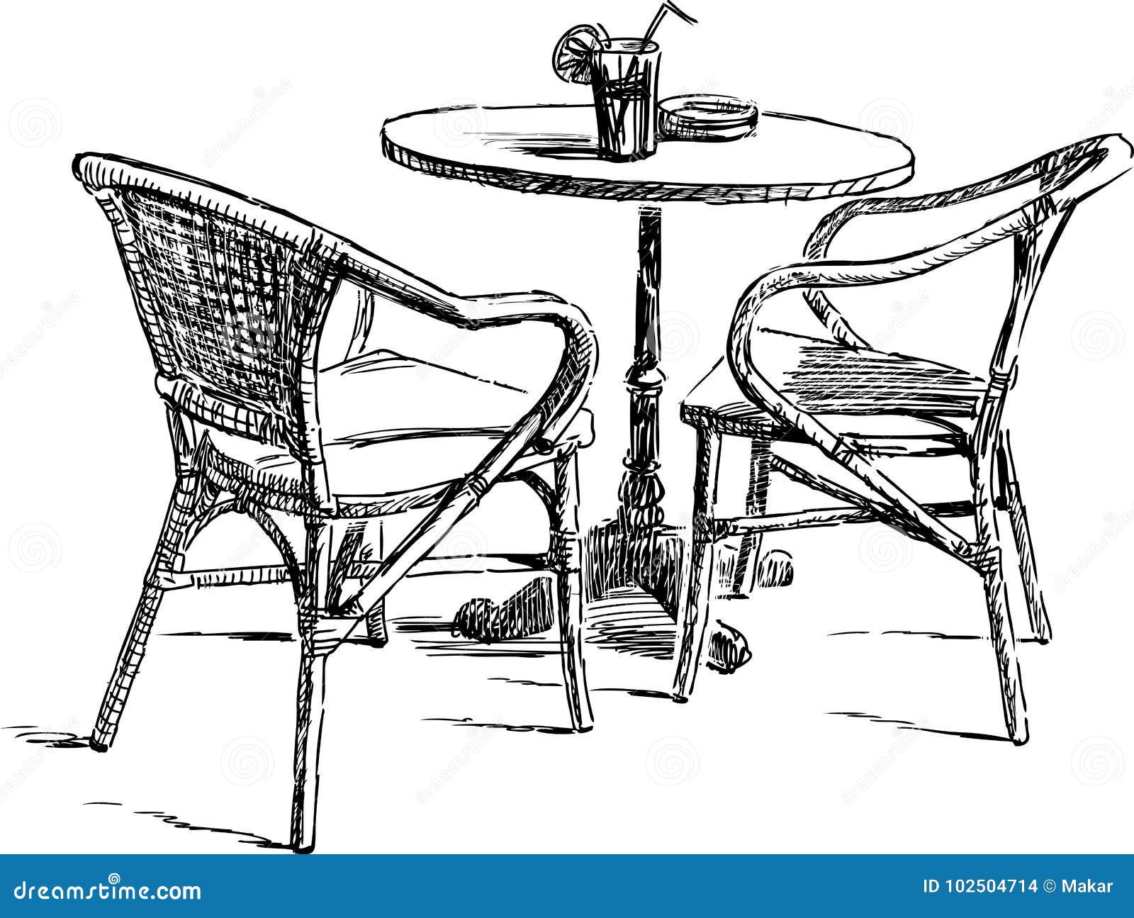 Table in the summer cafe stock vector. Illustration of objects - 102504714