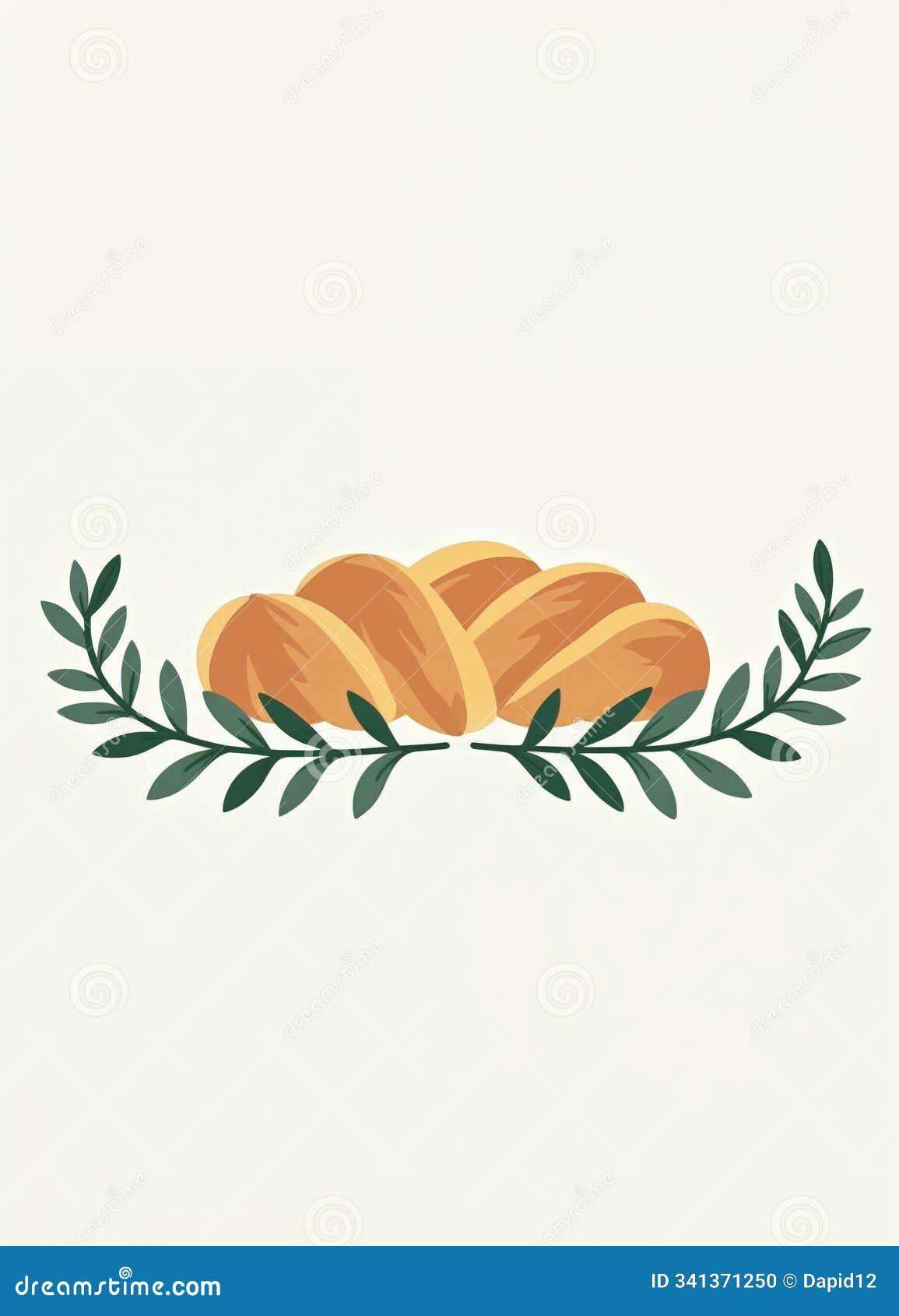 A Vector Drawing of Challah Breads with a Green Branch and Olive Leaves ...
