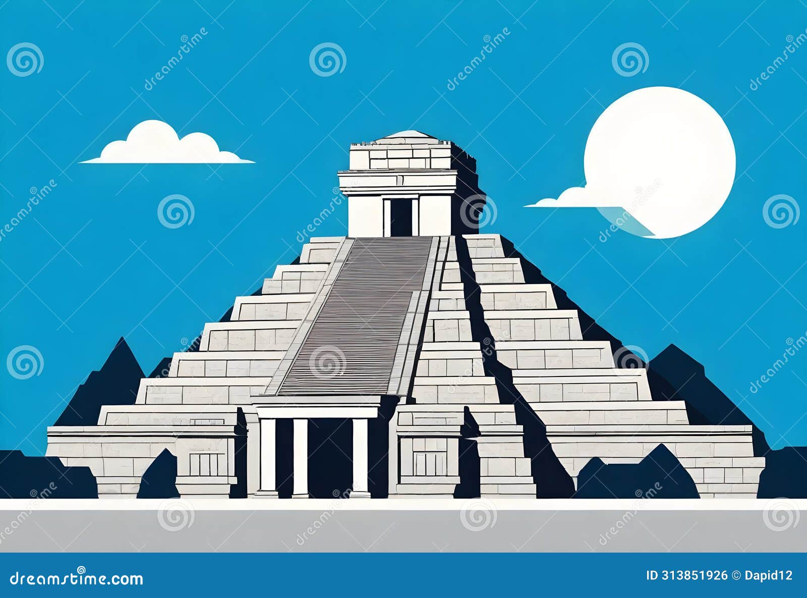 A Vector Drawing of the Chichen Itza , Mexican Ancient Pyramid with the ...