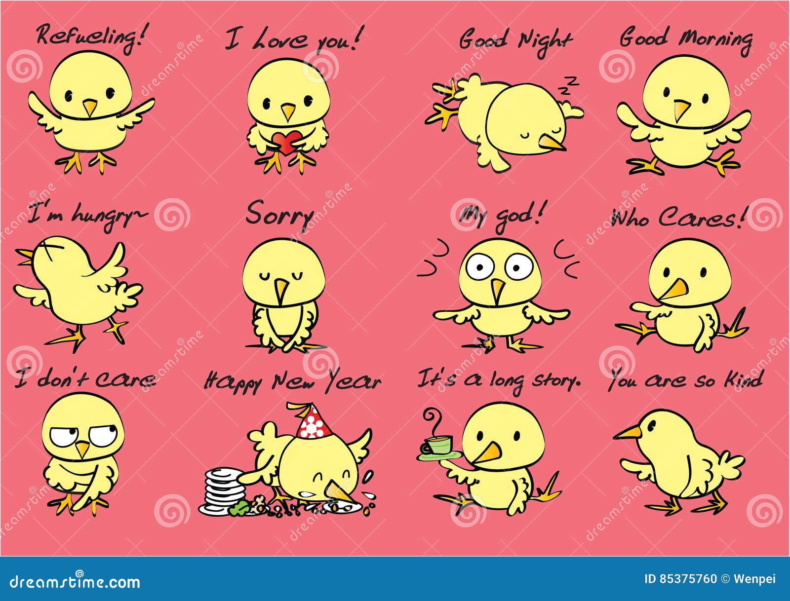 Vector drawing chicks set stock illustration. Illustration of vector ...