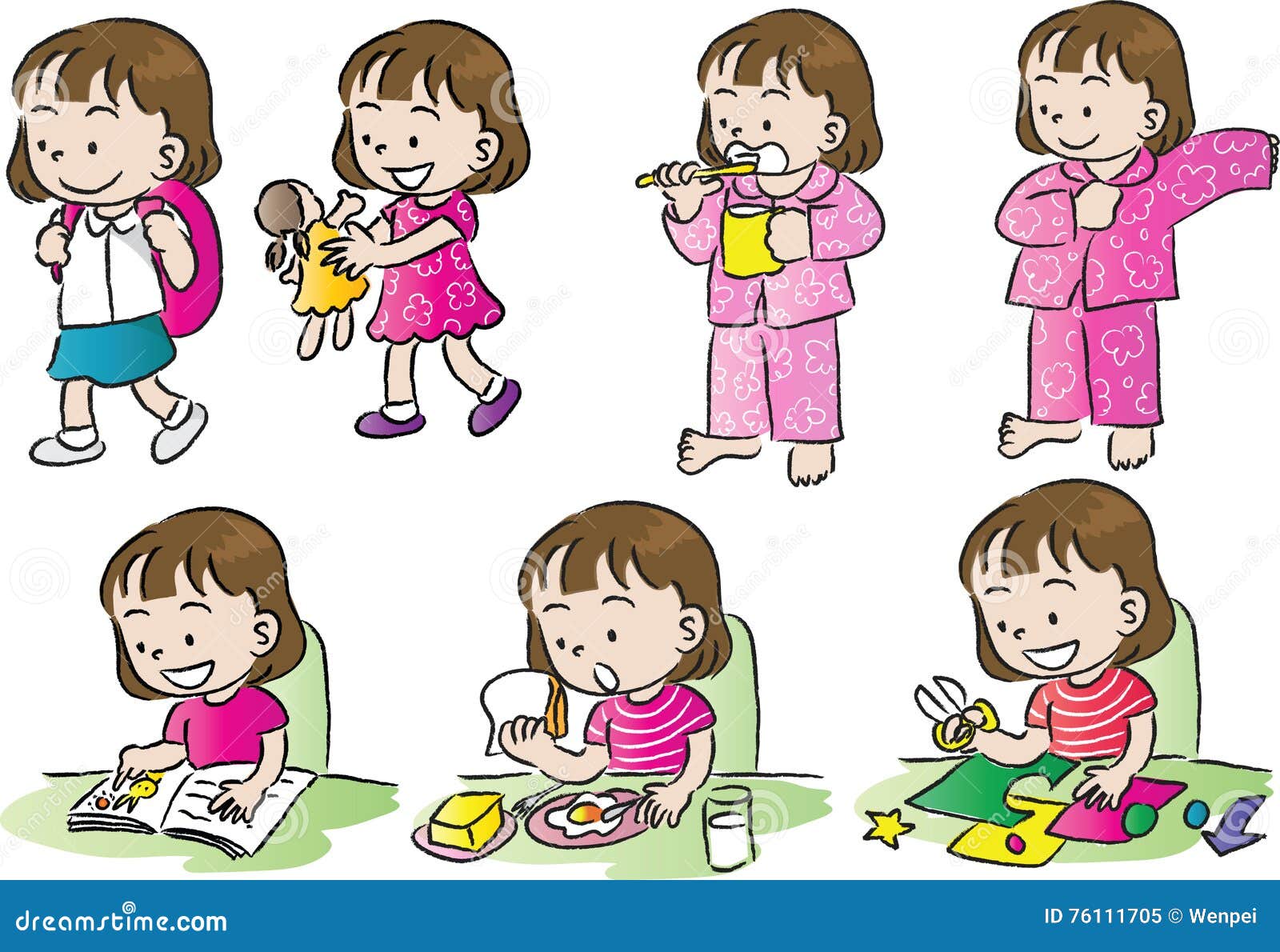 Vector Drawing Childrens Life Set Stock Vector - Illustration of milk ...