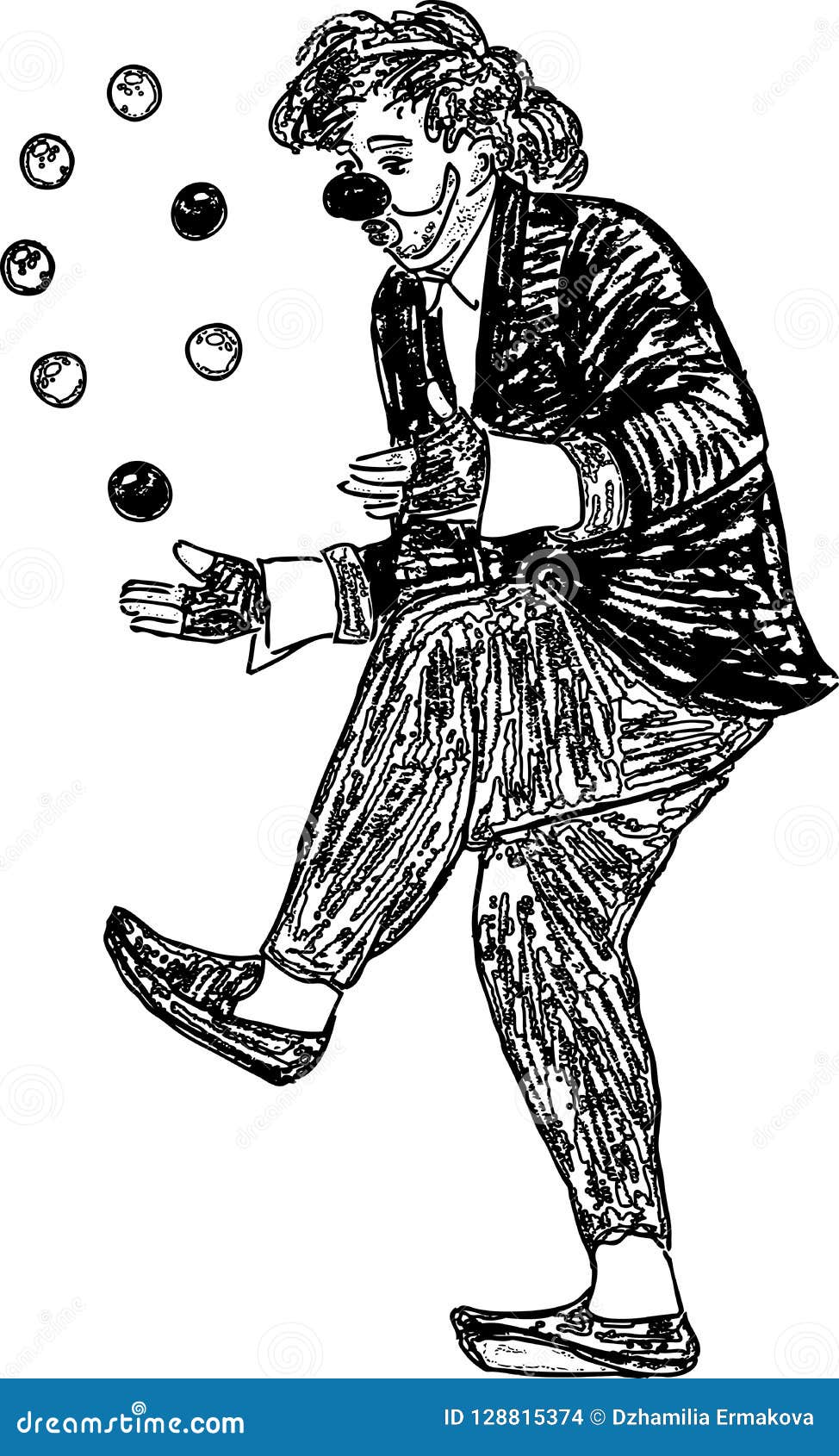 Vector Drawing of a Clown Juggling Balls Stock Vector - Illustration of ...
