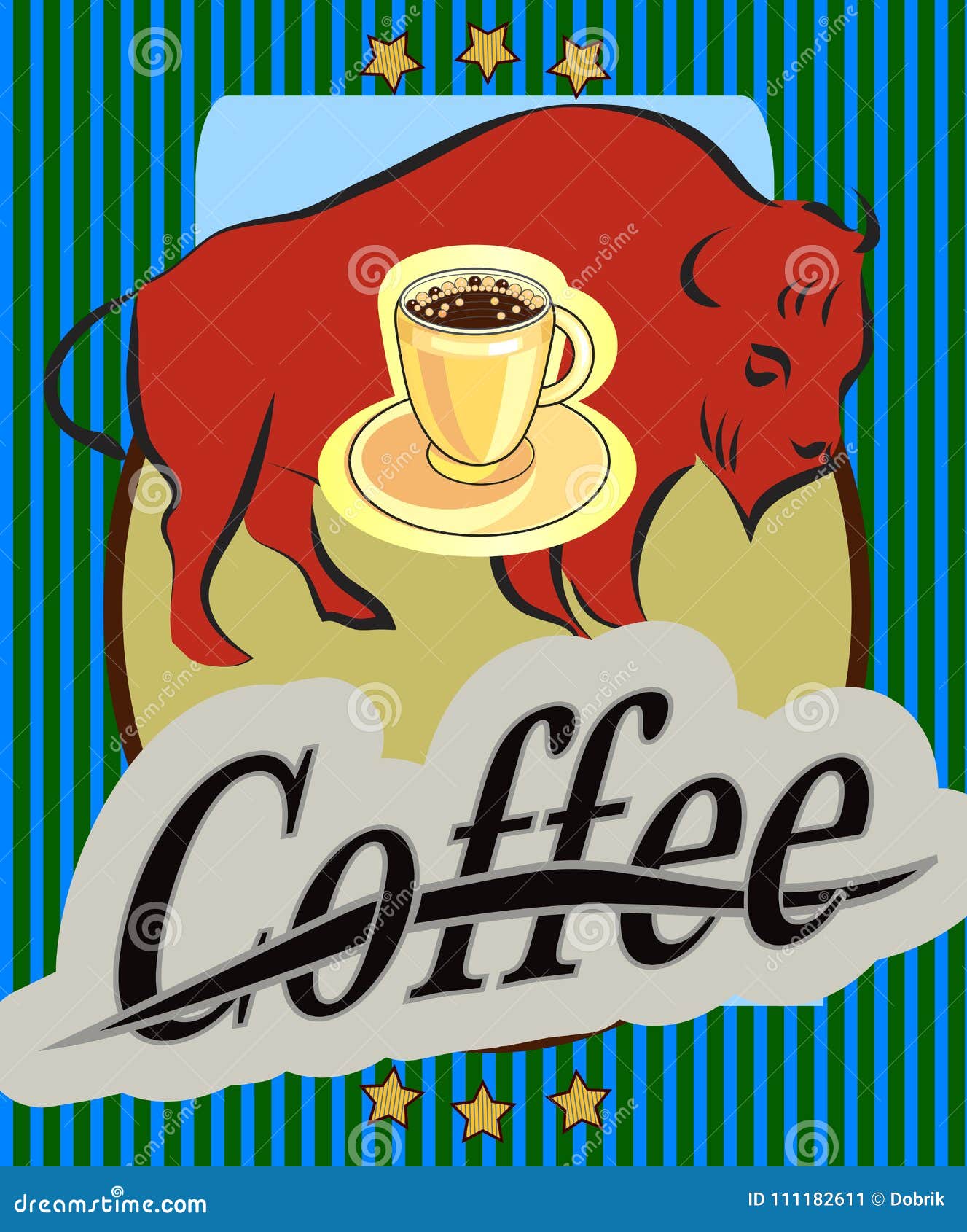 Vector Illustration Drawing of Coffee with a Car with a Cityscape ...