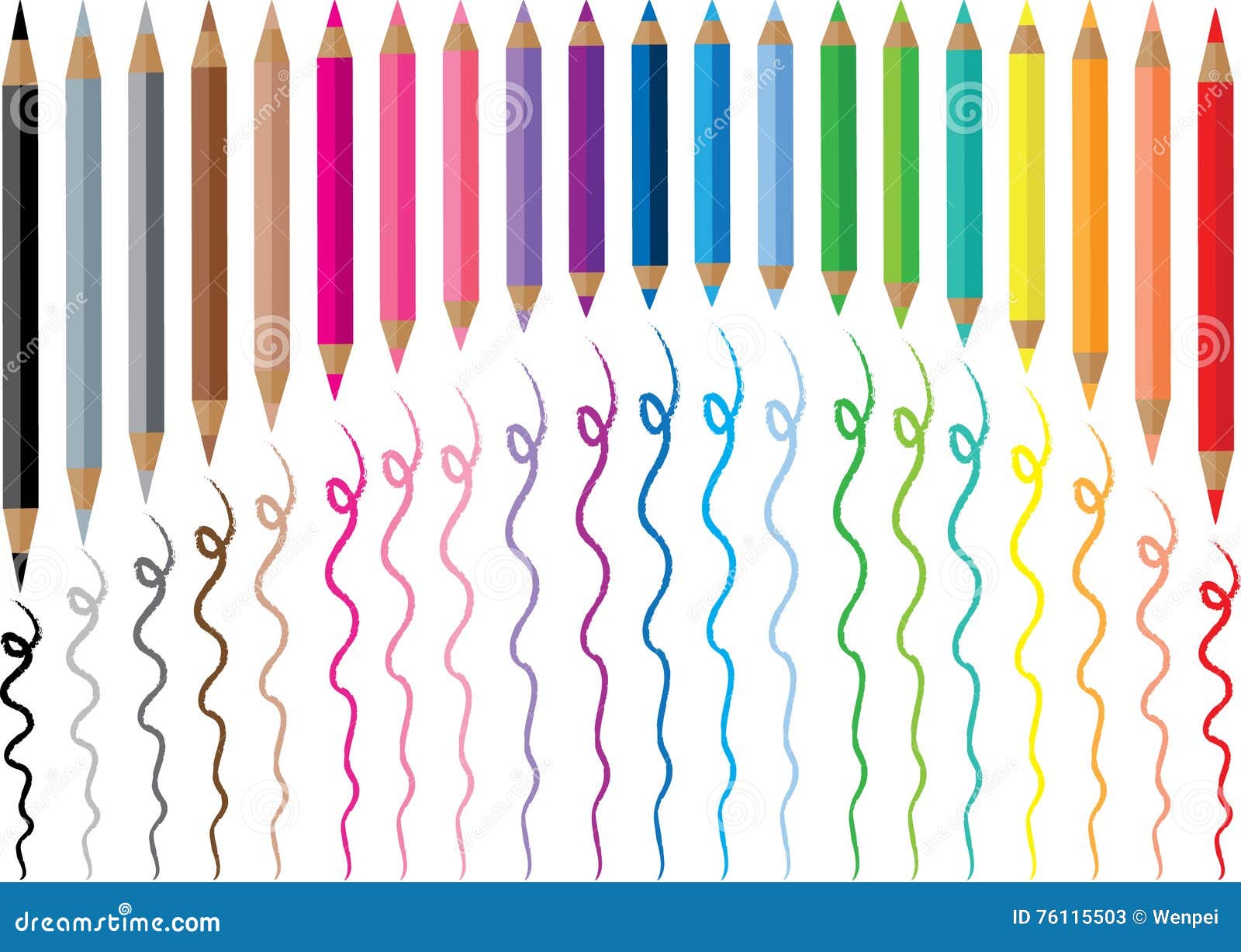 Vector Drawing Color Pencil Set Stock Vector - Illustration of line ...