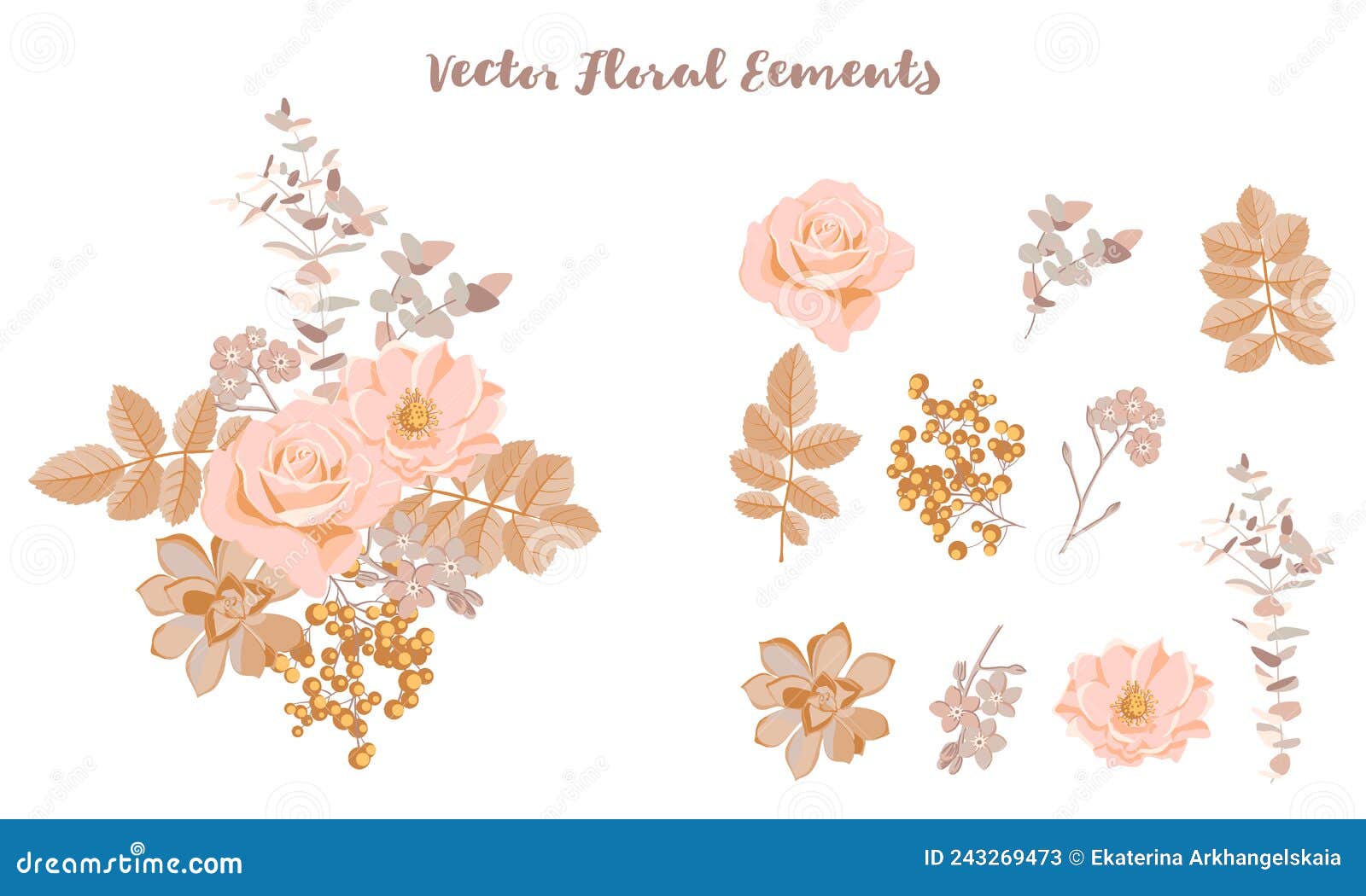 Vector Drawing Composition with Flowers Stock Illustration ...